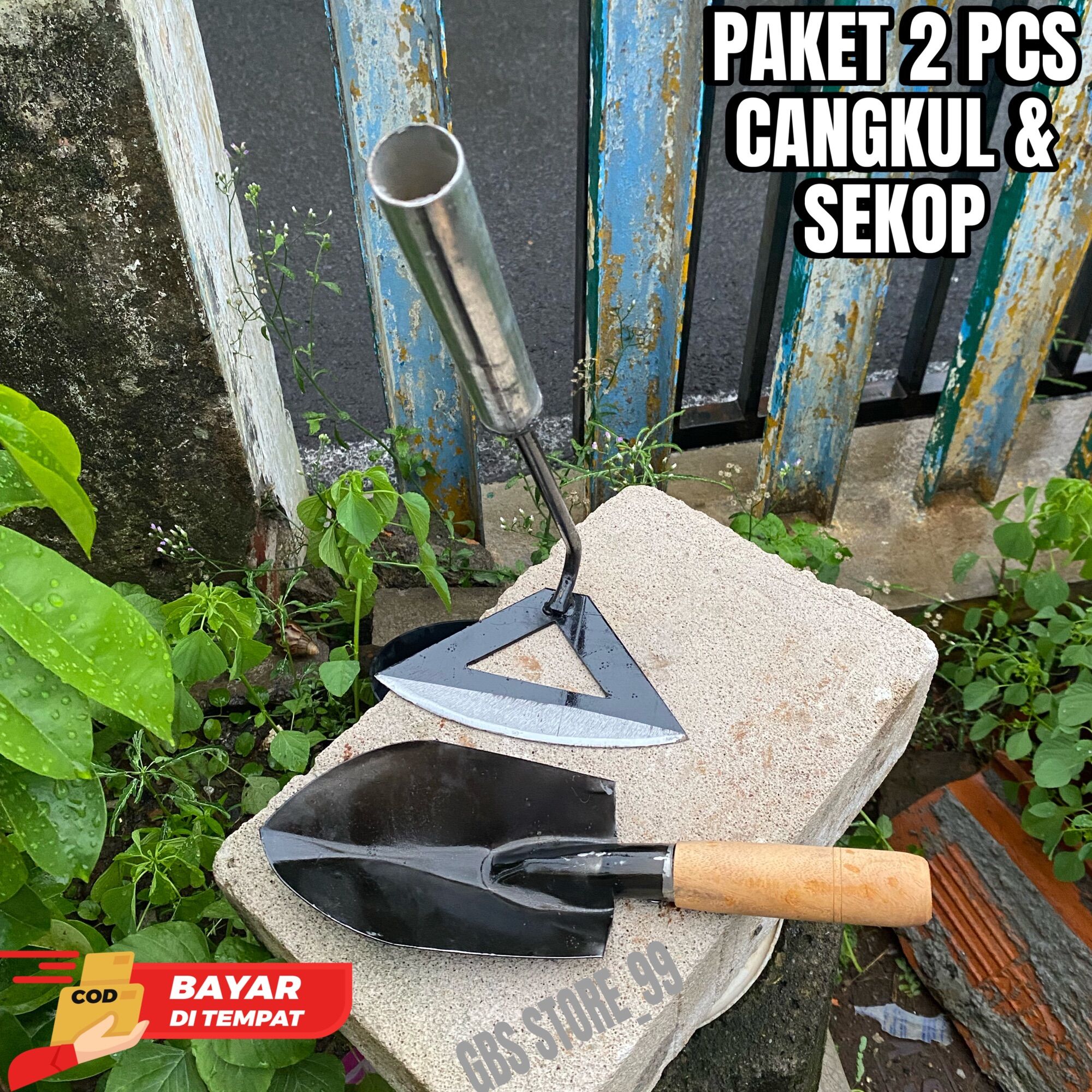 PAKET 2 PCS CANGKUL MODEL LUBANG TENGAH DAN SEKOP TANAMAN - CANGKUL ...