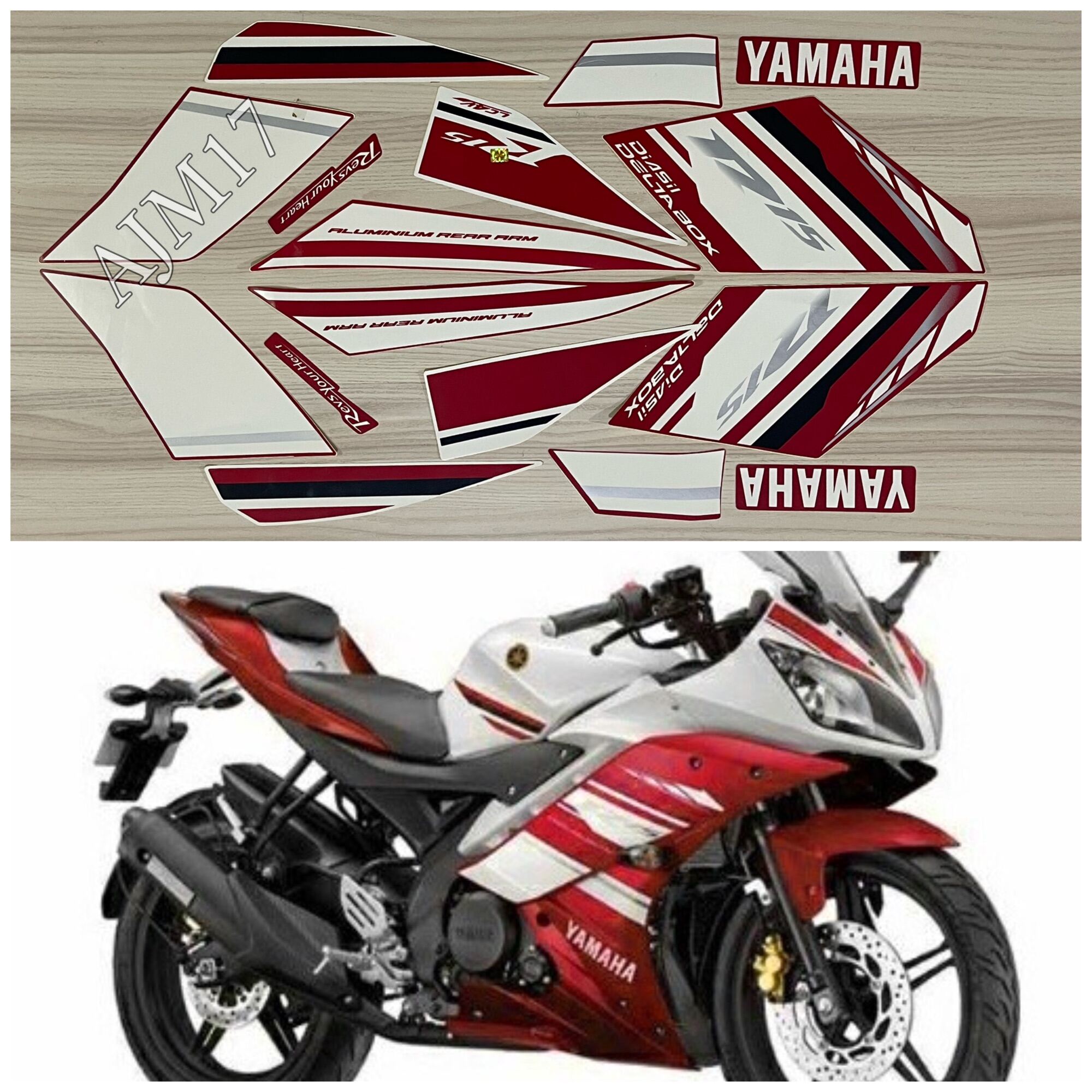 STIKER STRIPING MOTOR R15 2015 MERAH PUTIH | Lazada Indonesia