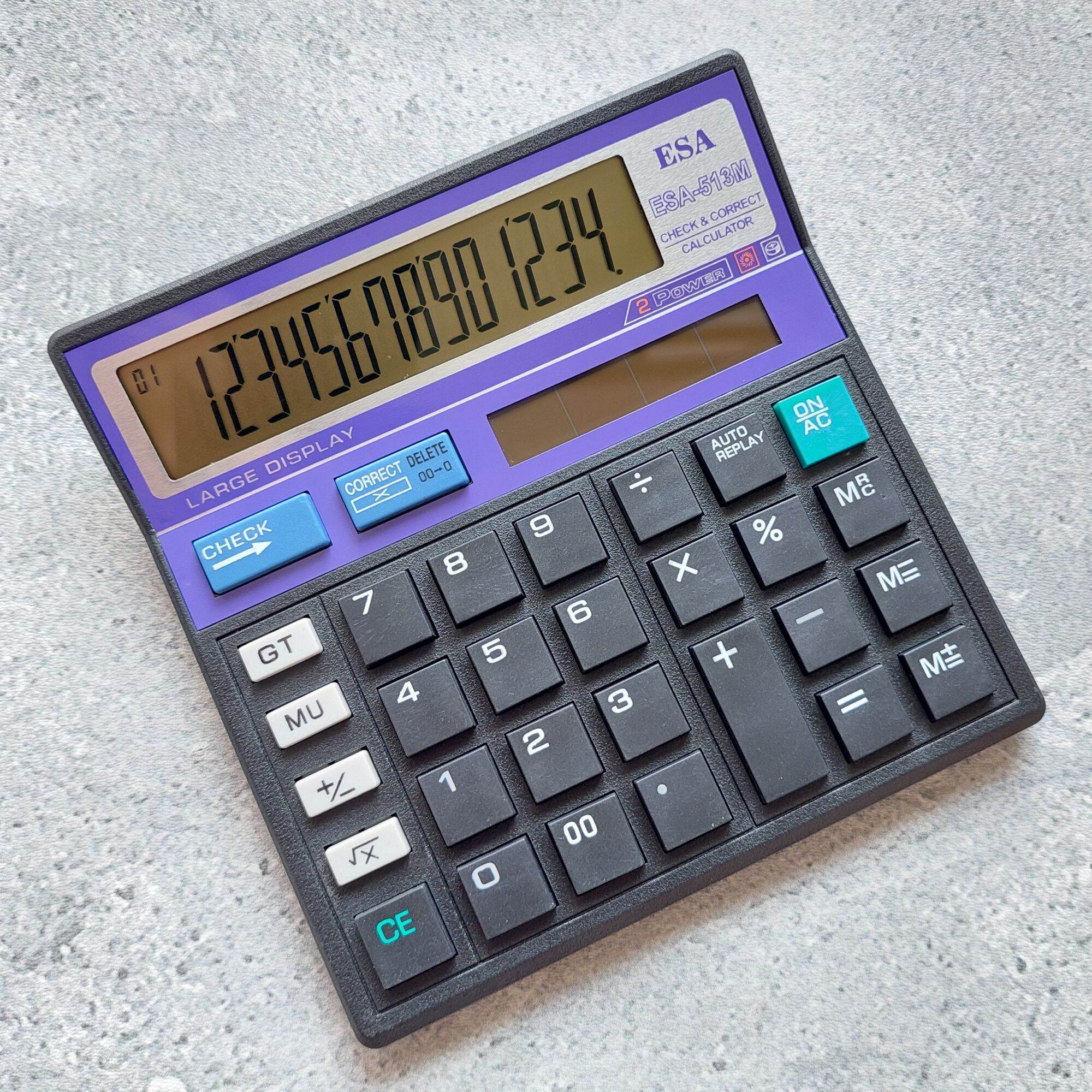 Kalkulator 14 Digit Calculator Dagang 2 Power Check & Correct Esa 513M ...