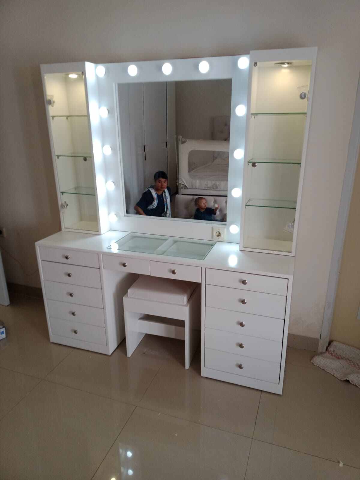 meja rias vanity mirror/meja rias lampu led /meja rias minimalis ...