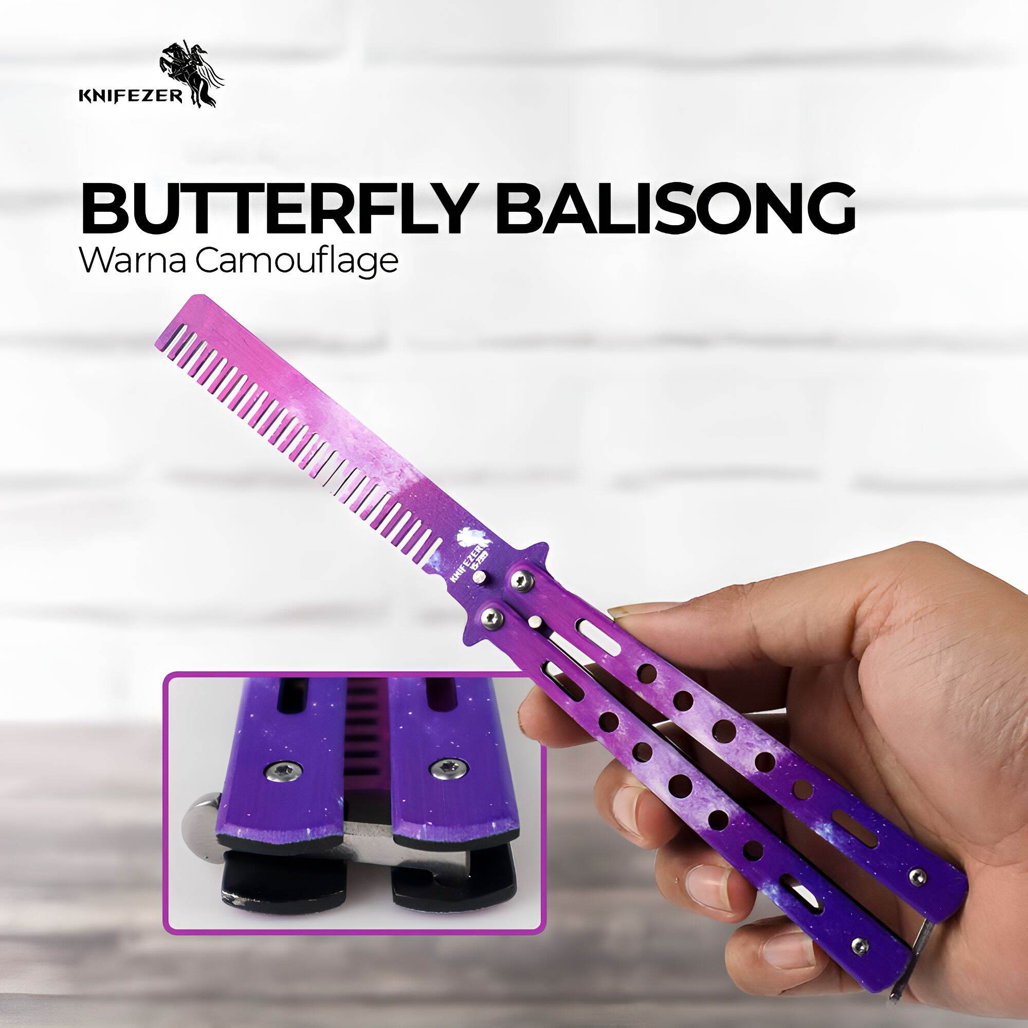 Sisir Rambut Bahan Besi Butterfly Balisong Lipat Training Knife Hair ...