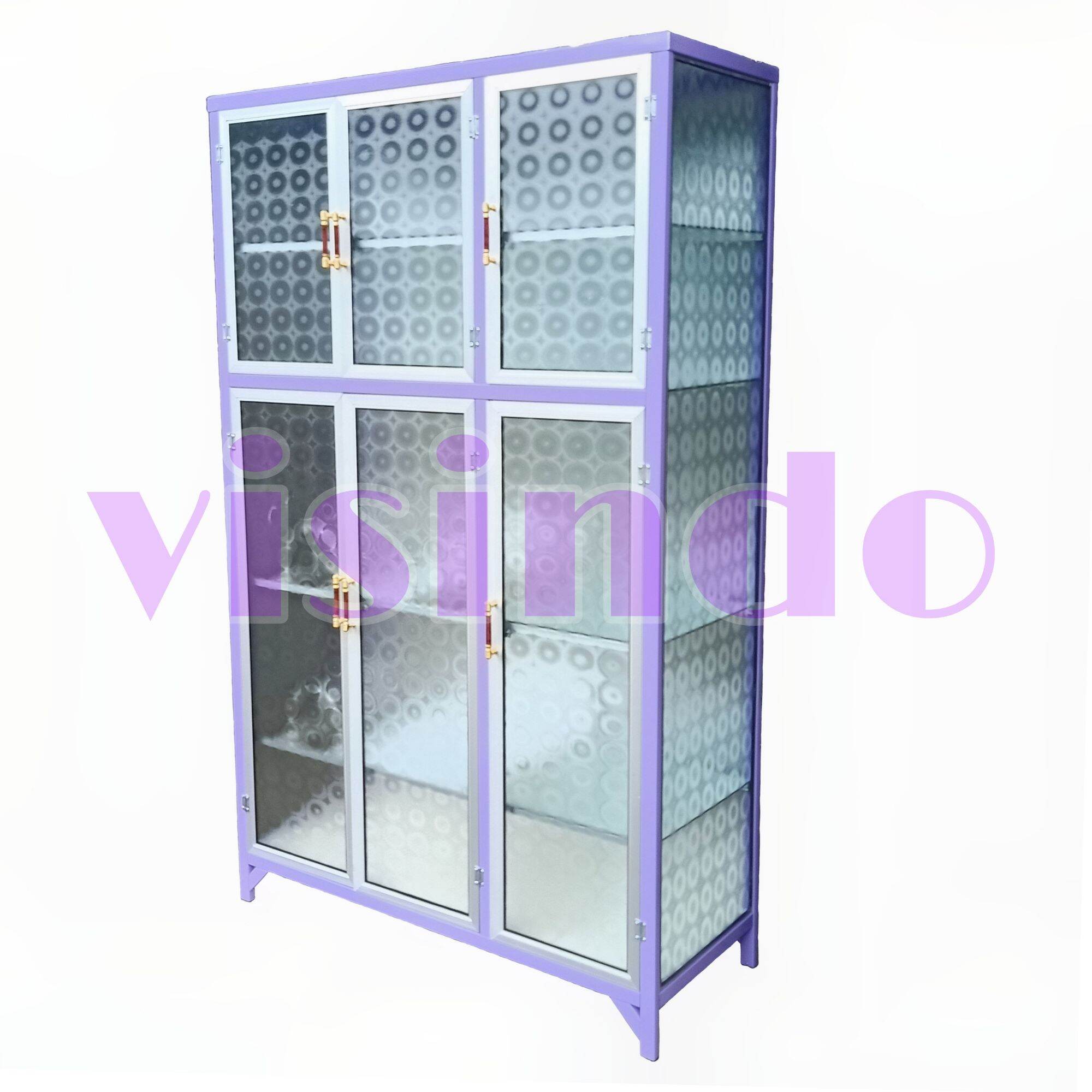 rak piring aluminium kaca full box tertutup 3 pintu alas keramik besar ...