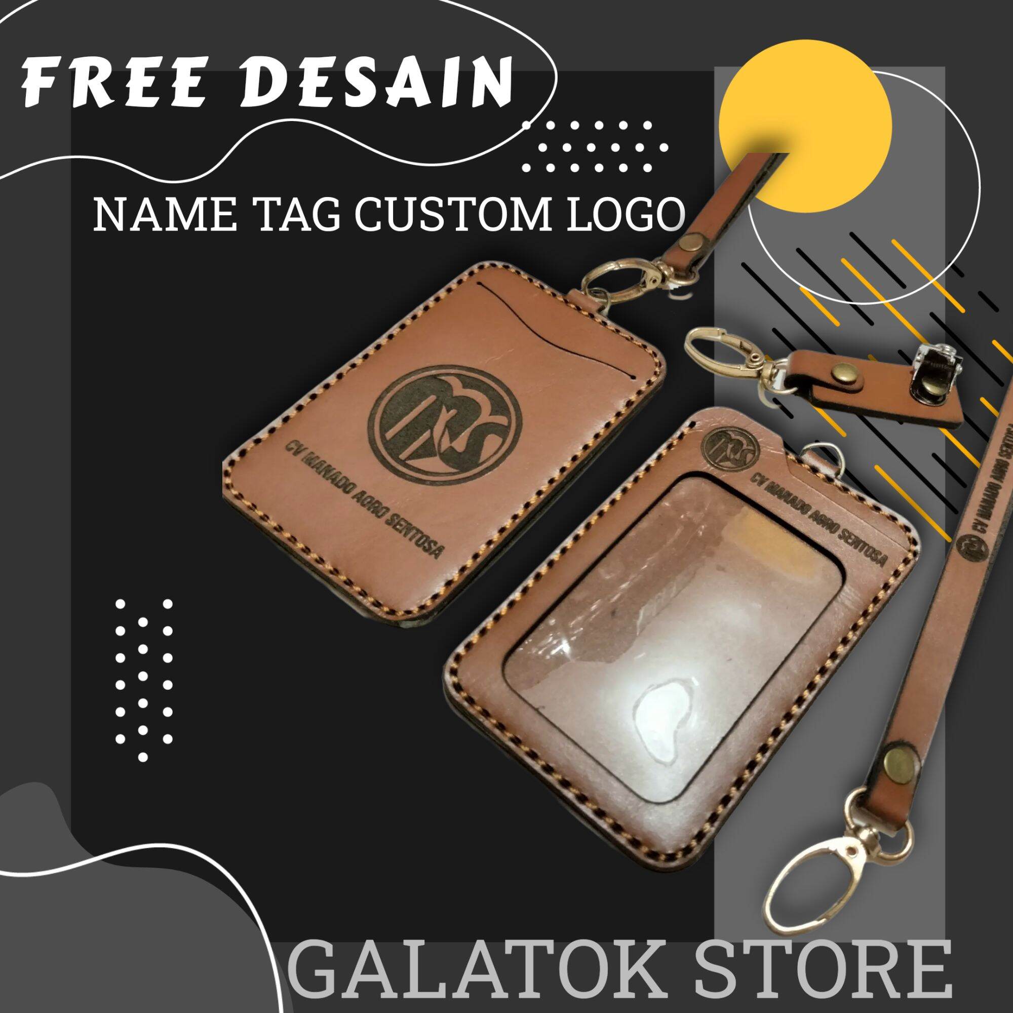 NAME TAG KULIT ASLI FREE DESAIN CUSTOM LOGO ID CARD | Lazada Indonesia