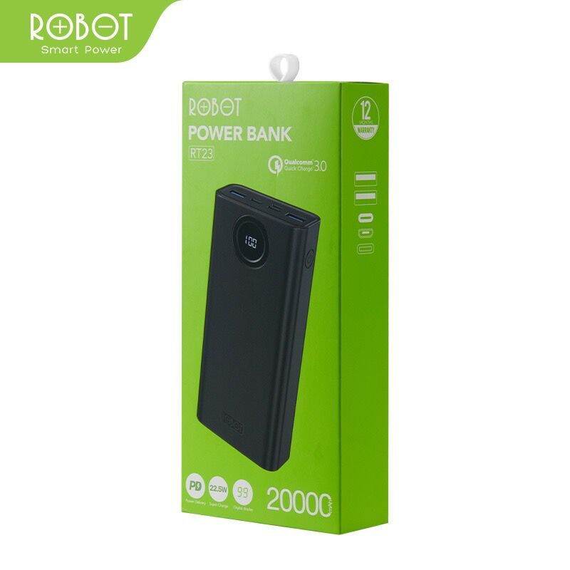 ROBOT RT23 POWERBANK 20000MAH 22.5W PD QUICK CHARGING 3.0A GARANSI 1 ...