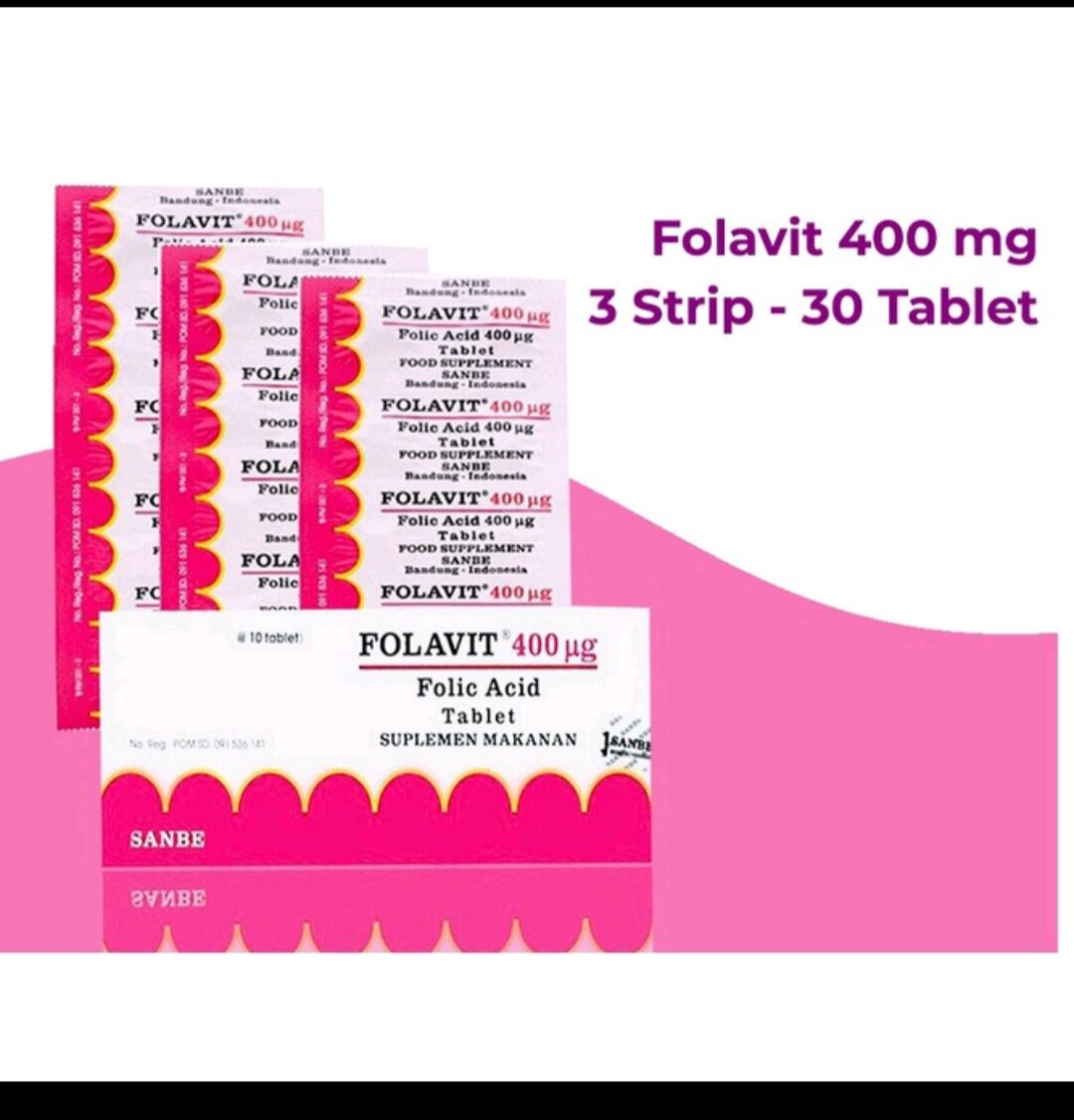 Folavit 400mg 3 strip isi 30 tablet | Lazada Indonesia