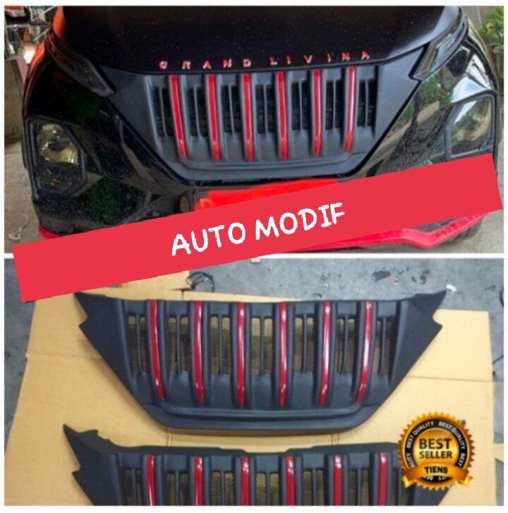 Grill Livina 2019 2020 2021 model Apollo List Merah warna hitam doff ...