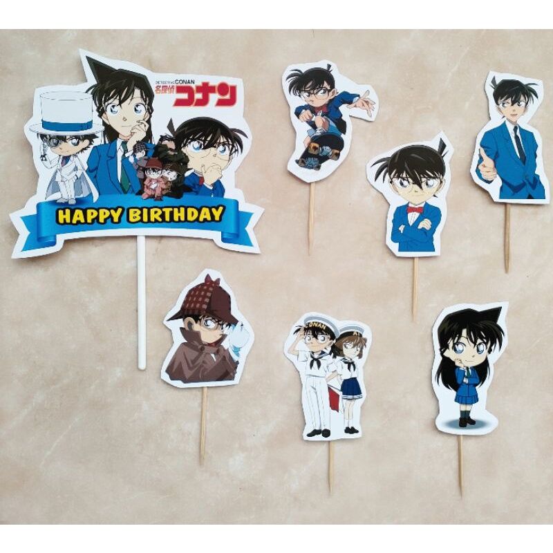 isi 7 cake topper hiasan kue ulang tahun karakter detectif conan ...