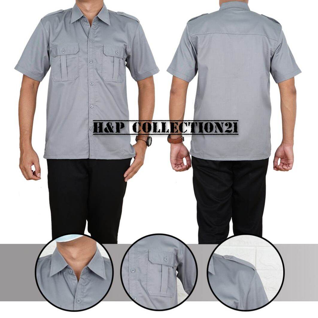 Kemeja PDL Biru Muda Lengan Pendek | Lazada Indonesia