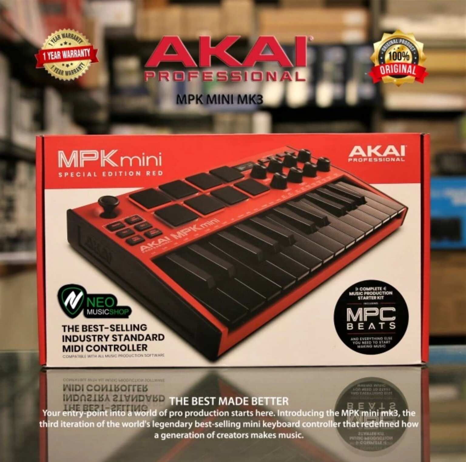 Akai Mpk Mini Mk3 Limited Edition Red 25 Key Keyboard Controller Lazada Indonesia