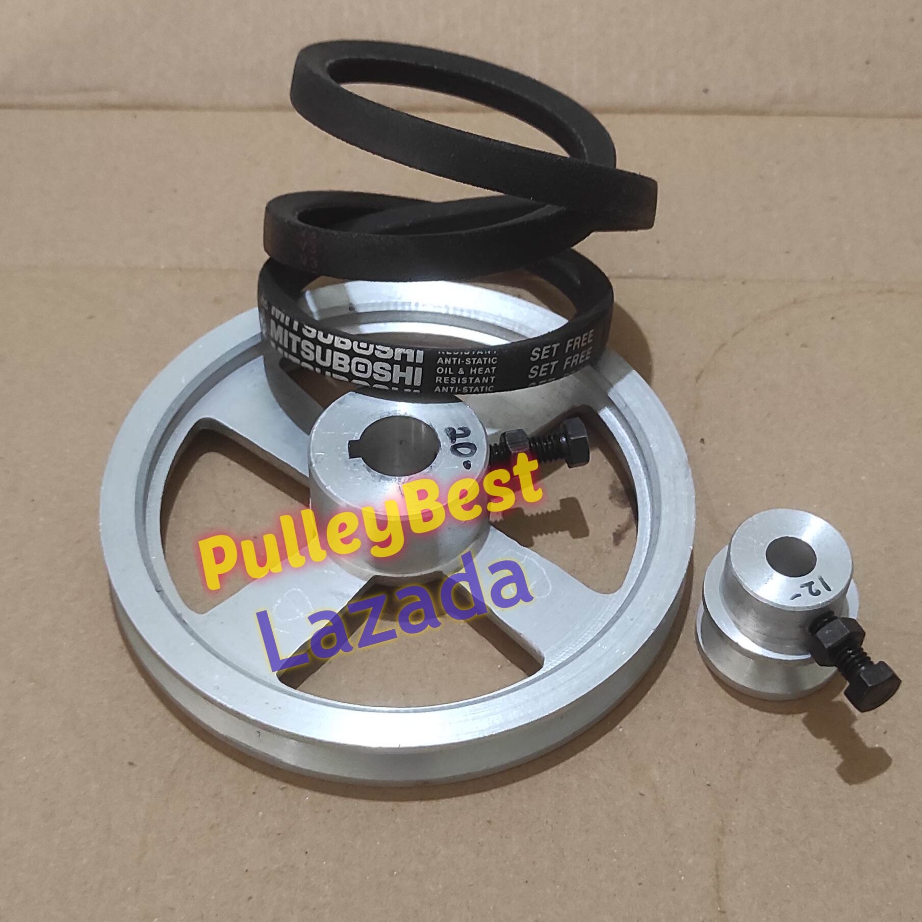 Paket 2 buah pulley 6 inch dan 1.5 inch plus Fan belt (UKURAN BOLEH ...