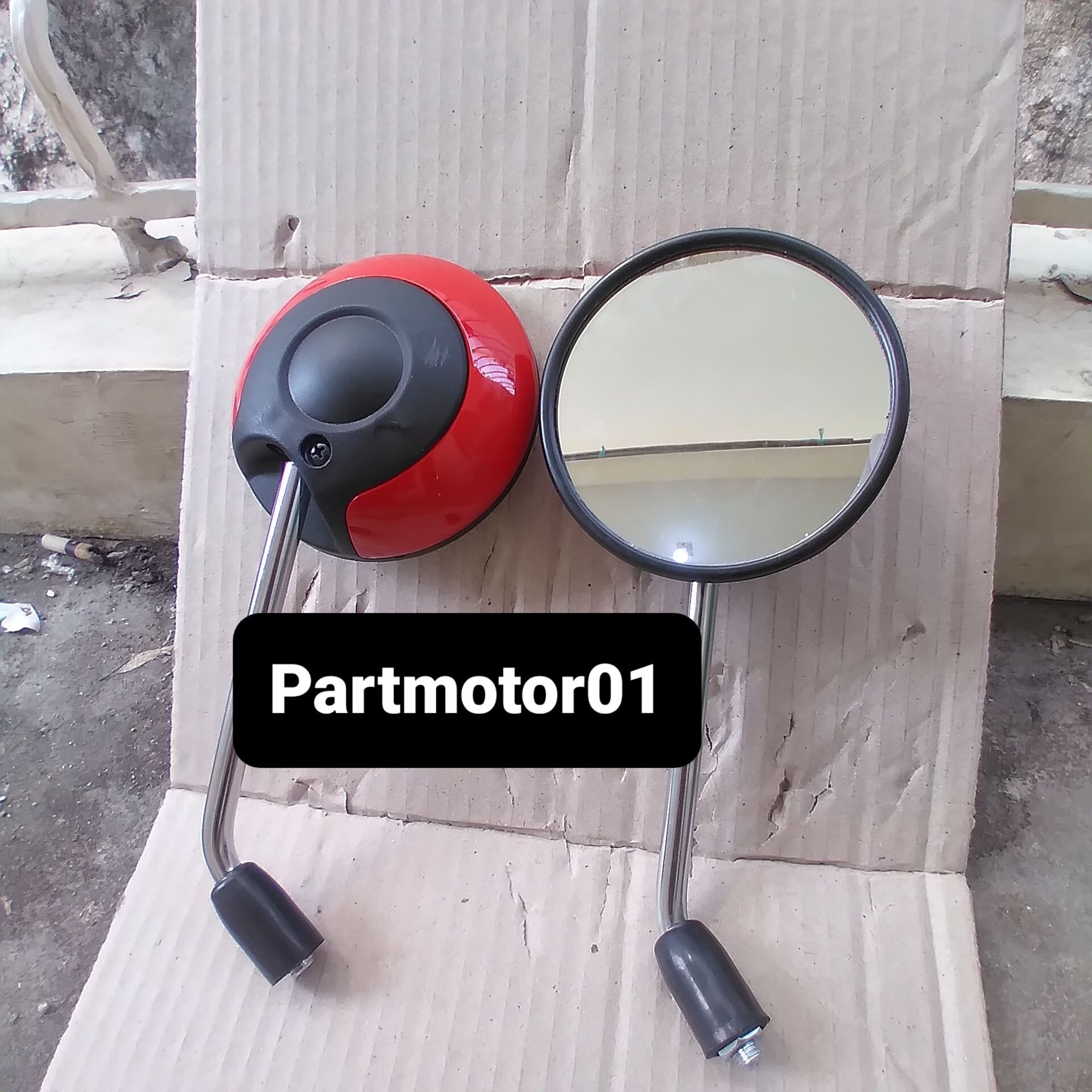 spion scoopy original merah ferrari / merah cabe set kanan dan kiri ...