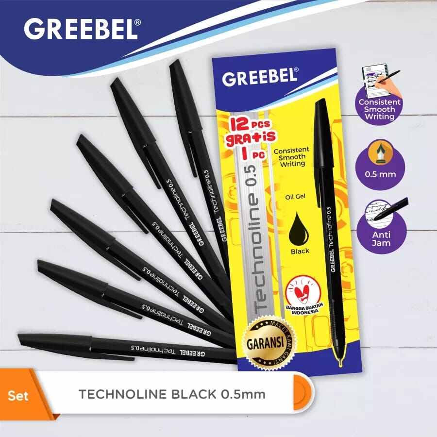 GREEBEL Pen Technoline 0.5 mm 12 PCS BONUS 1 PCS | Lazada Indonesia
