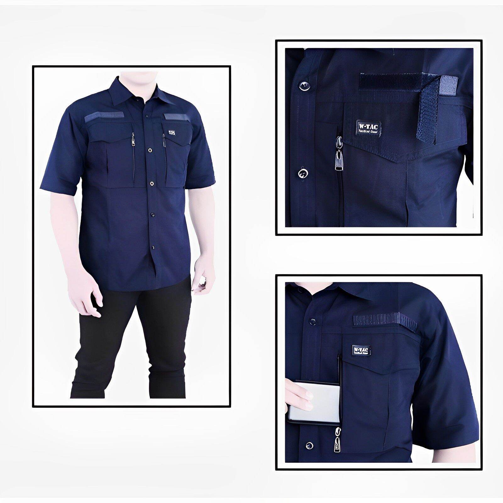 Kemeja tactical w-tac pendek merah biru dongker dan navy | Lazada Indonesia