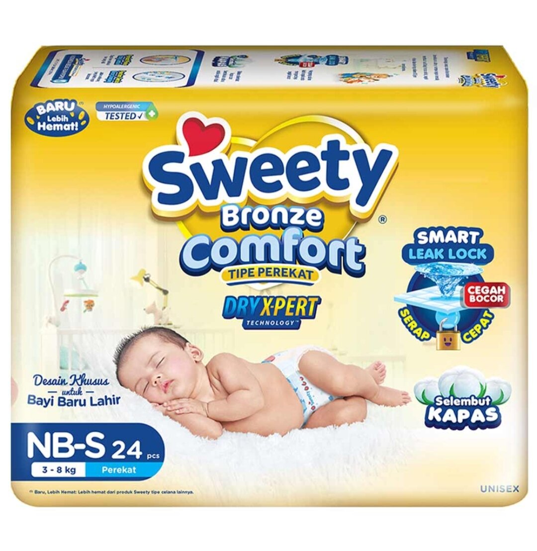 Sweety Bronze Comfort Newborn NBS-24 || Popok Bayi Baru Lahir Perekat ...