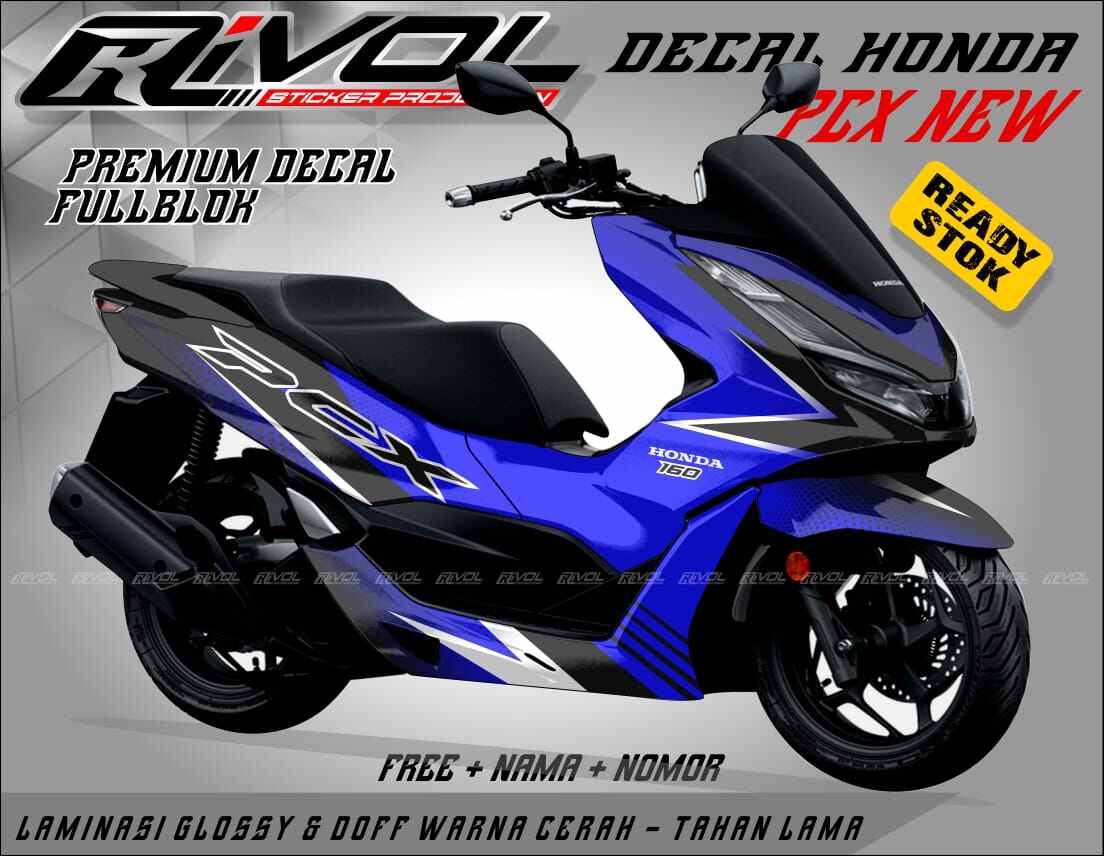 Decal stiker variasi Honda PCX 160 full body warna biru | Lazada Indonesia