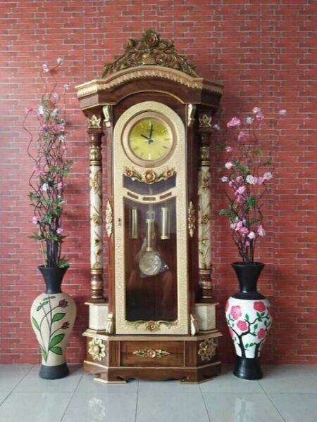Lemari Jam Berdiri Kayu Jati Ukiran Jepara Jateng 100 Cm x 35 Cm x ...