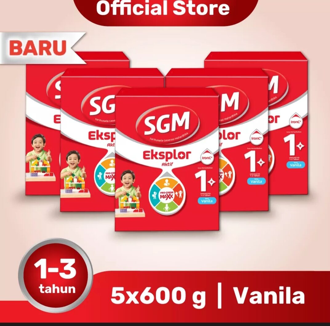 SGM Eksplor 1+ Susu Pertumbuhan Vanila / Madu Box - 600gr [Bundle 5 Pcs ...