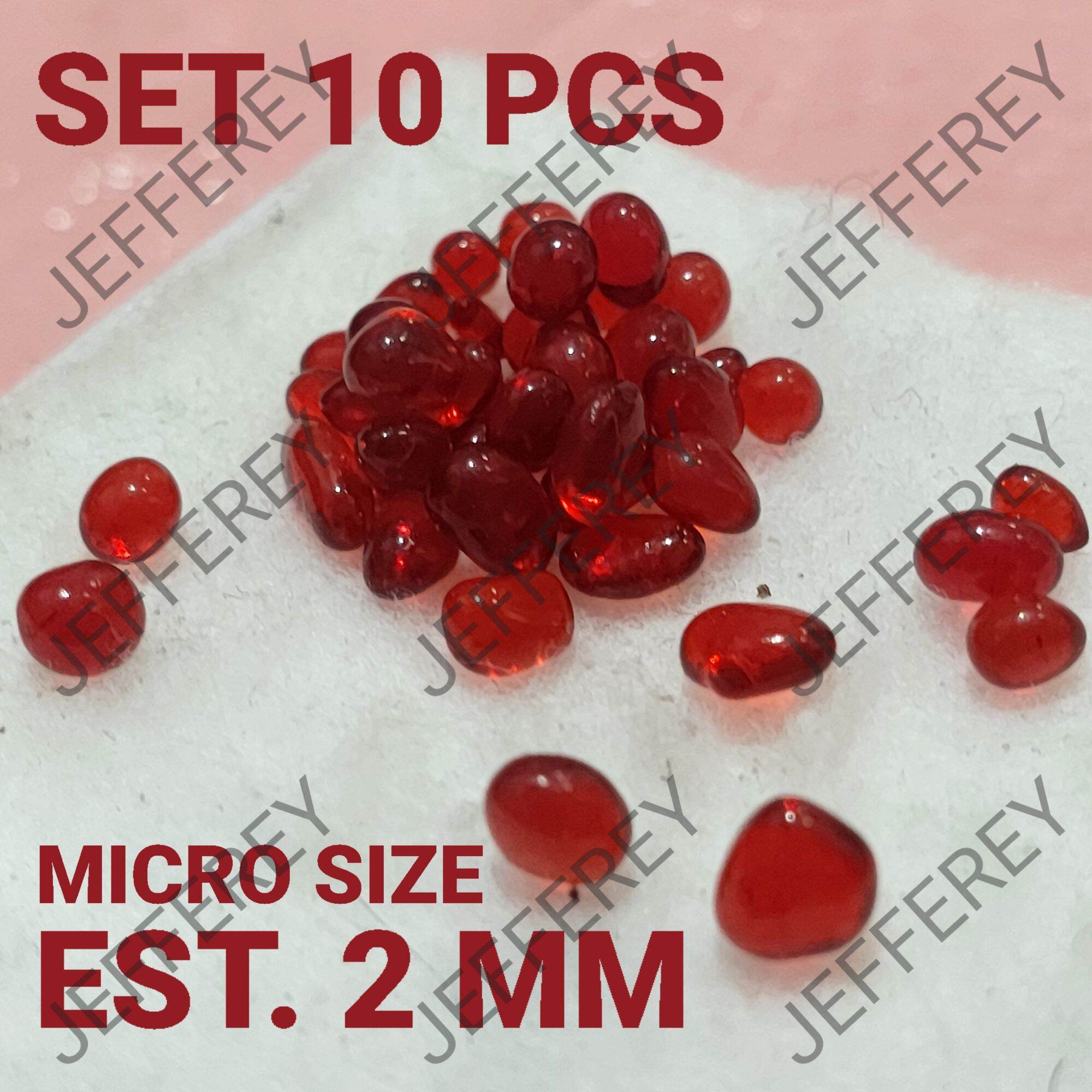 Set Grosir 10 Pcs Batu Merah Delima MD Ukuran Terkecil Bentuk Bulat ...