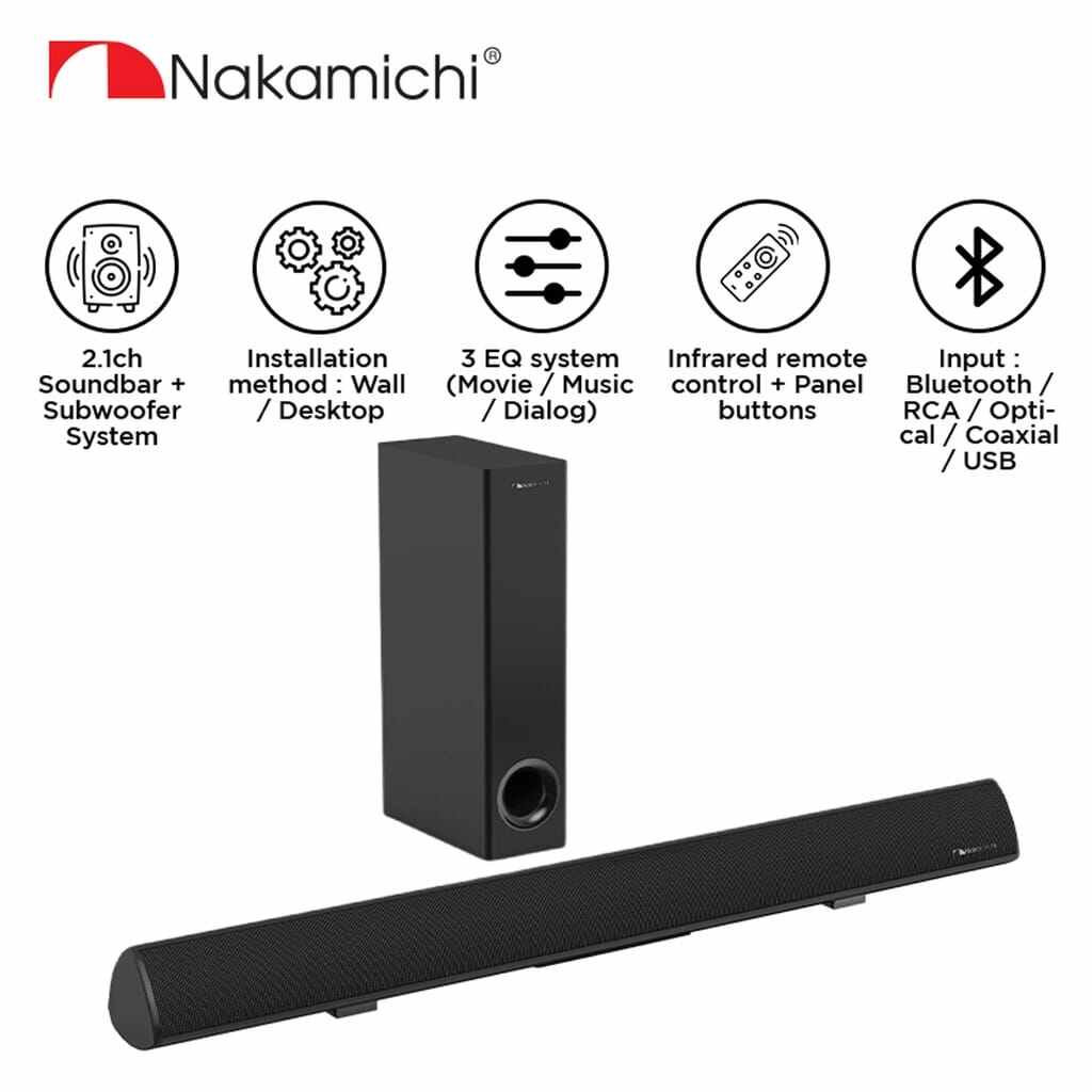 Nakamichi Soundstation 8W 2.1ch Speaker Bluetooth Amplifier Soundbar Original Garansi Resmi ...
