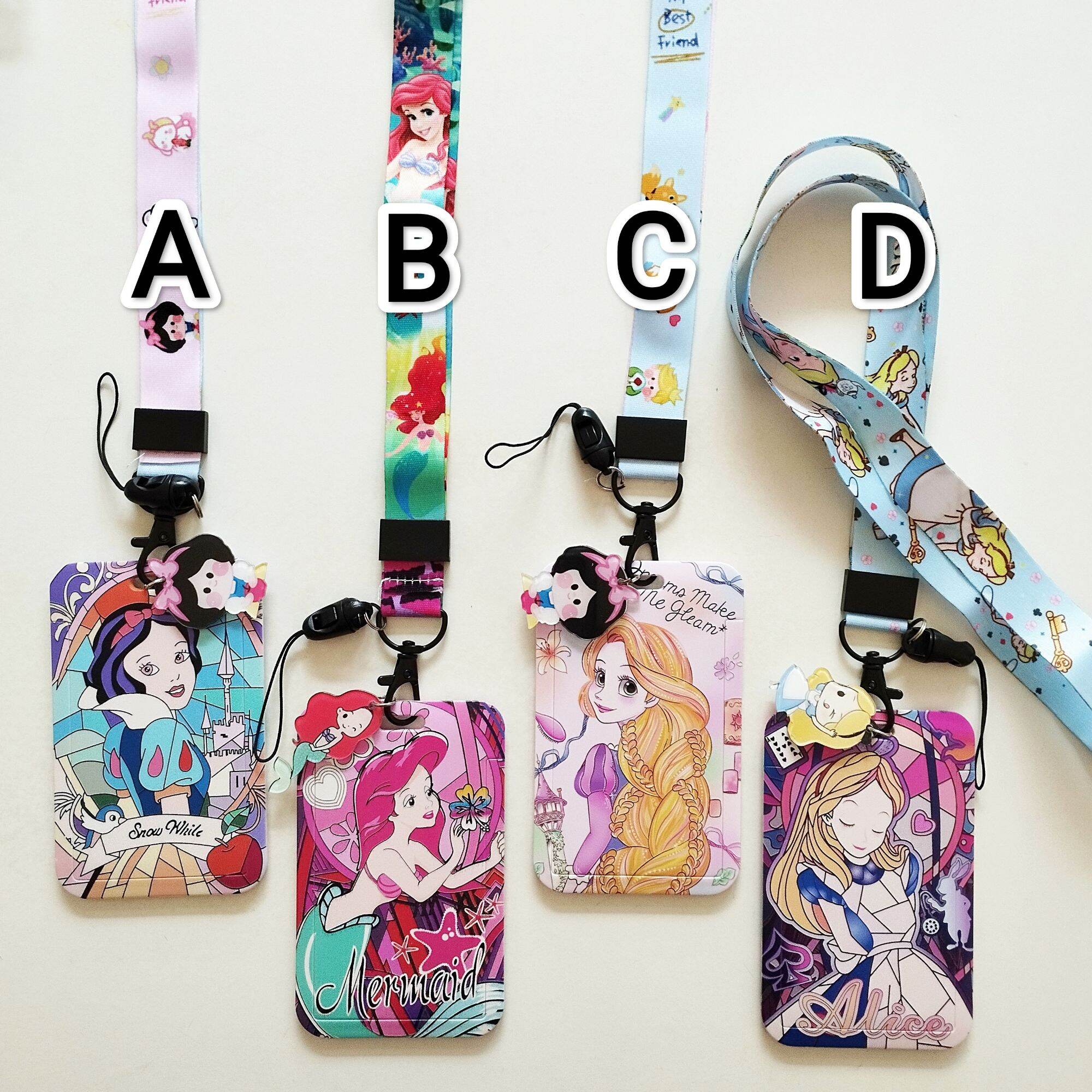 Disney Princess ID Card Holder Lanyard 1 Snow White Rapunzel Ariel ...