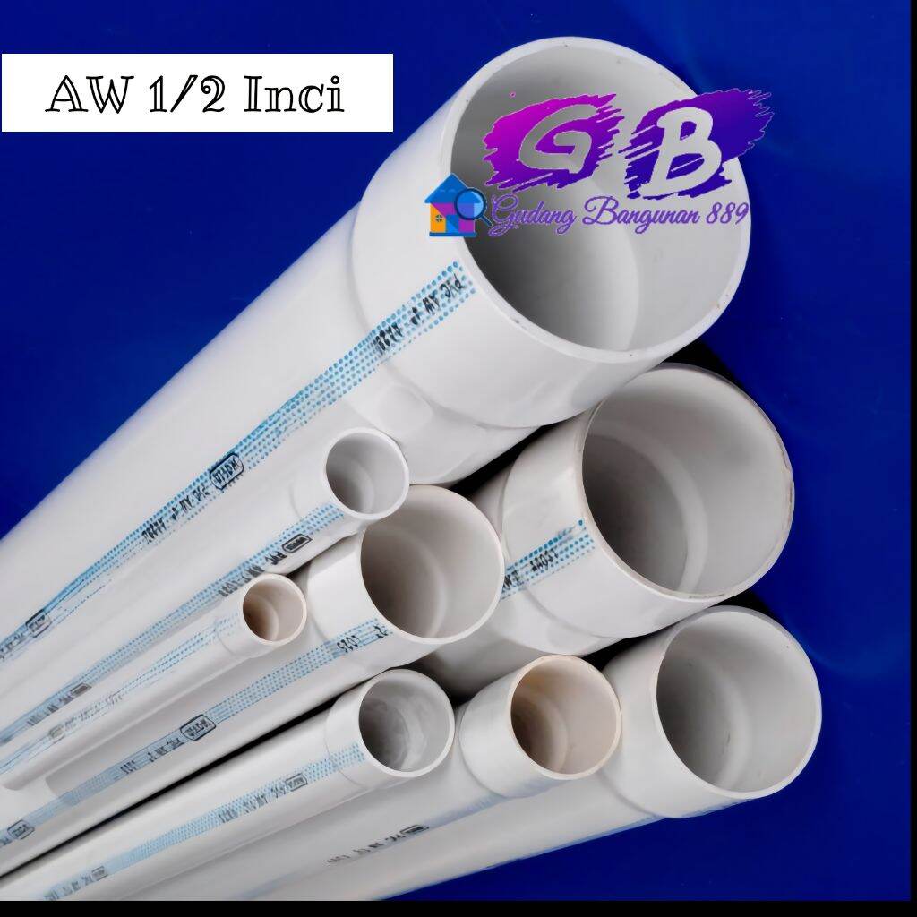 PIPA 1/2" RUCIKA AW METERAN (1 METER) / PARALON 1/2 INCH / PIPA PVC ...