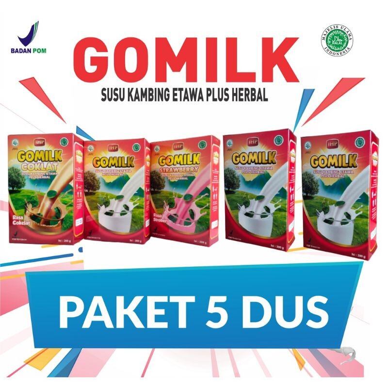 5 BOX GOMILK 200 GRAM Susu Gomilk Susu Kambing Etawa Bubuk Gomilk 200 ...