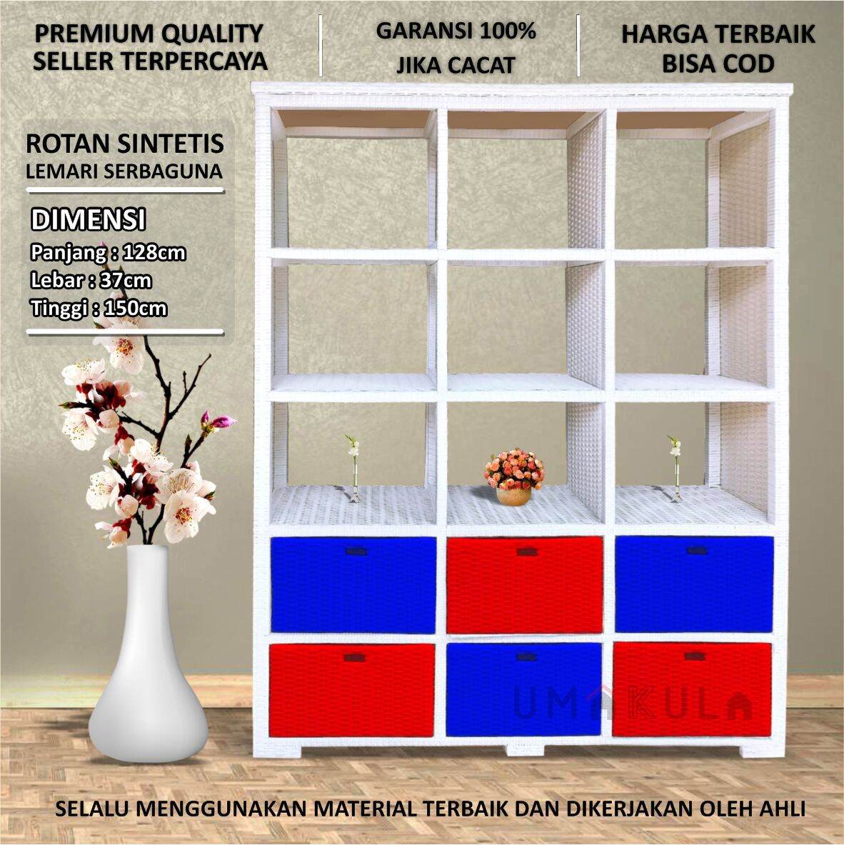 LEMARI RAK PEMBATAS RUANGAN MOTIF KOMBINASI 2 WARNA CANTIK / SKAT ...