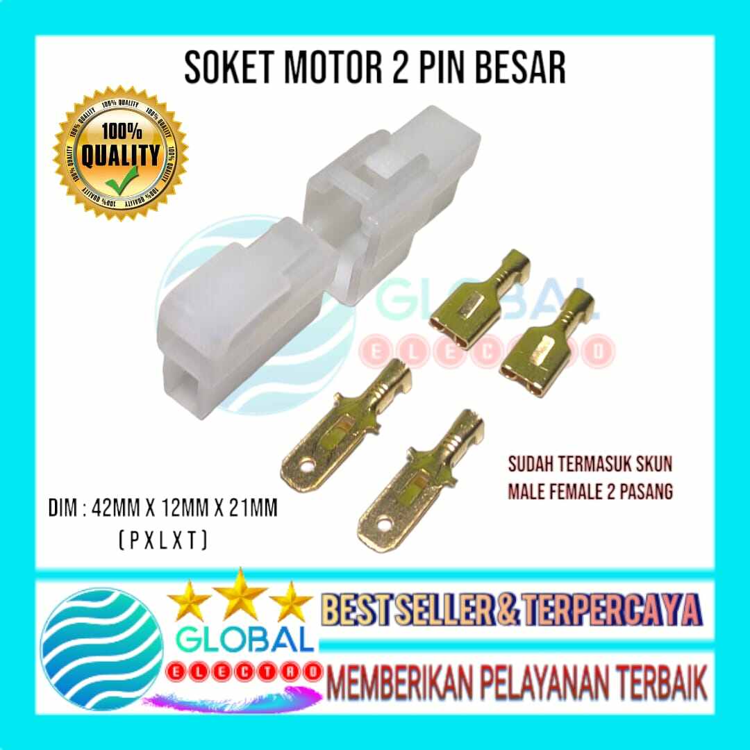 Soket motor 2 pin besar + Skun male female / konektor motor 2 pin besar ...