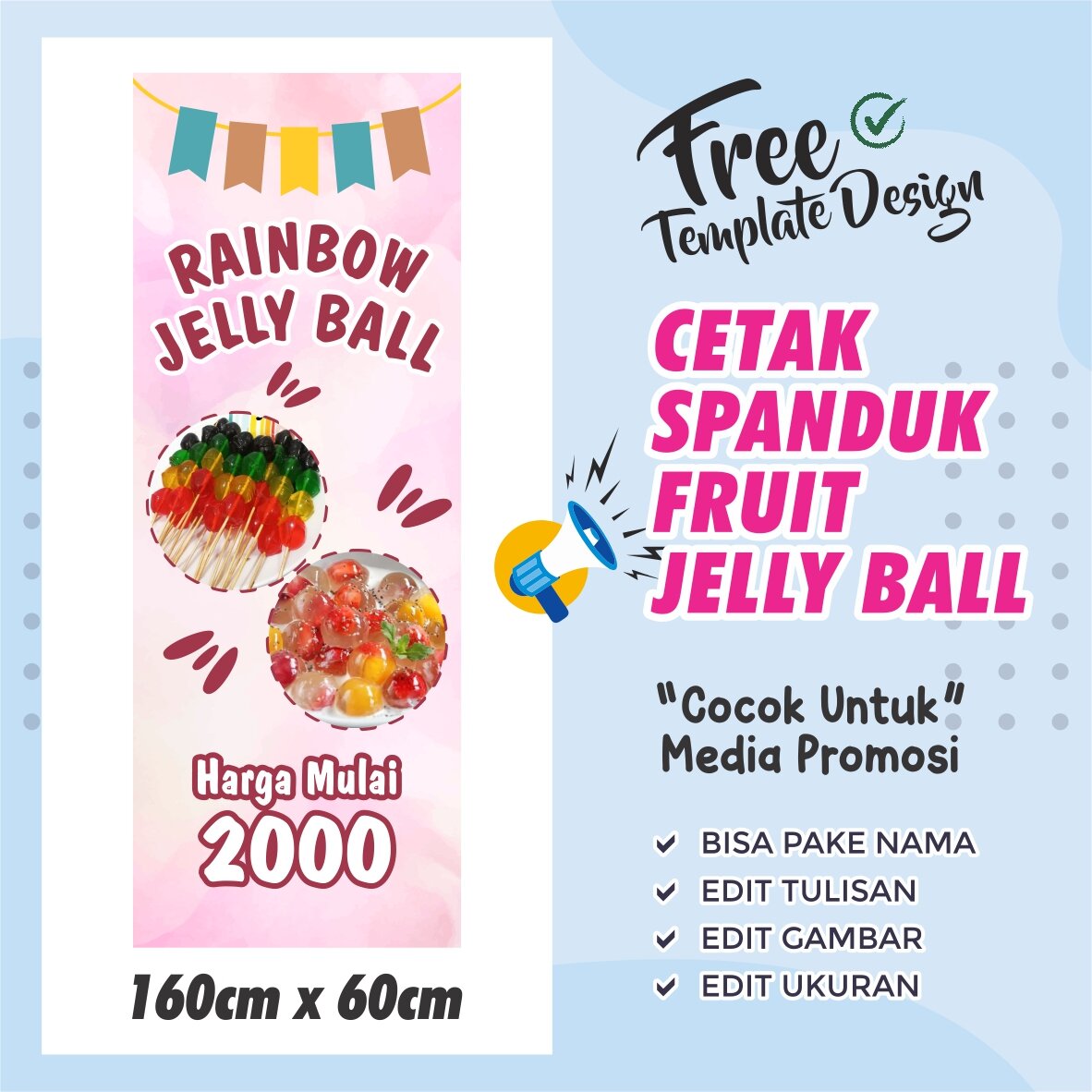 Banner Spanduk JELLY BALL 160 X 60 cm BISA DI EDIT | Lazada Indonesia