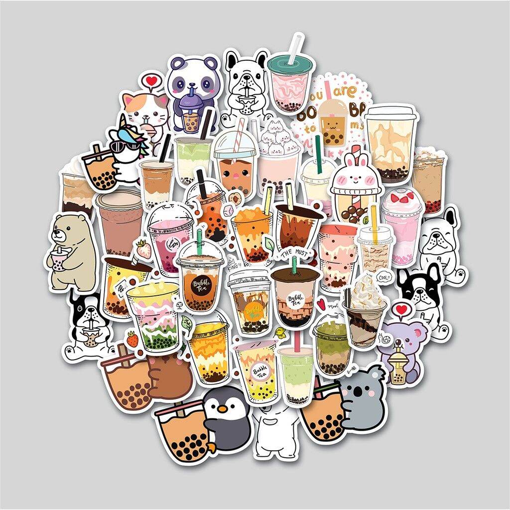 Sticker Pack Boba Bubble Tea / Sticker laptop/ Stiker Gitar/ Stiker ...