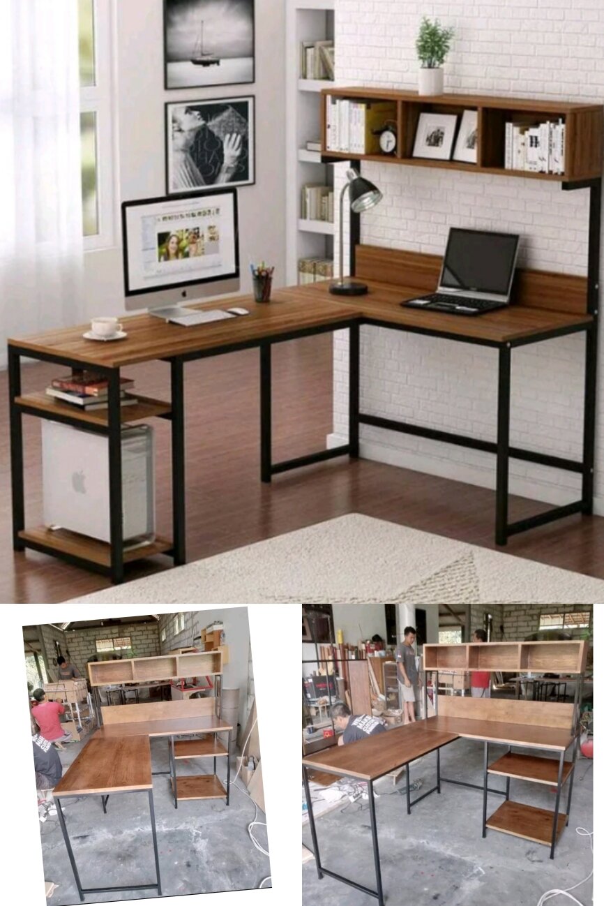 Meja kerja rak ambalan CPU jati belanda | Lazada Indonesia