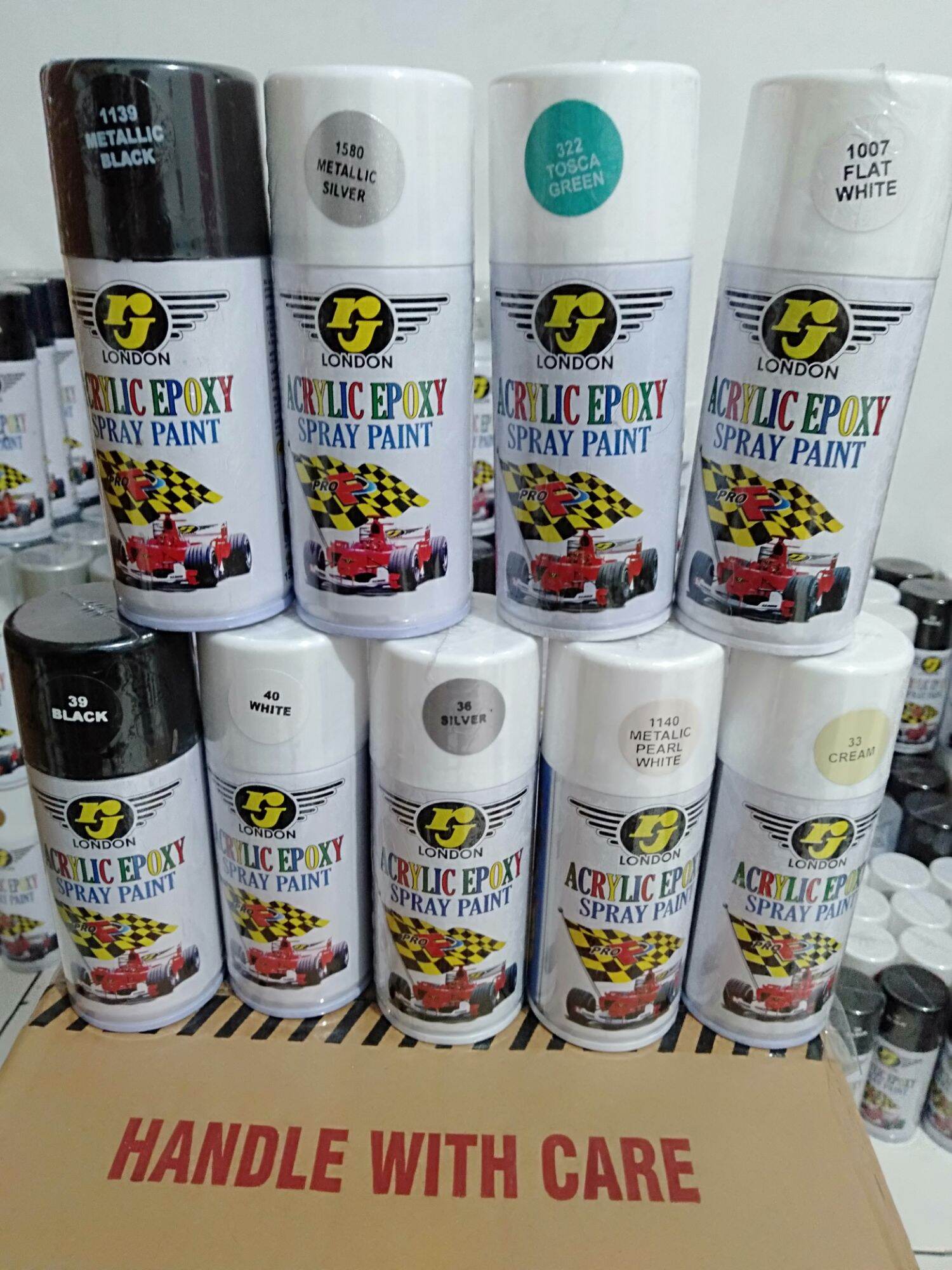 cat semprot rj london 150cc,hitam kilap,putih,silver,cream,metalic ...