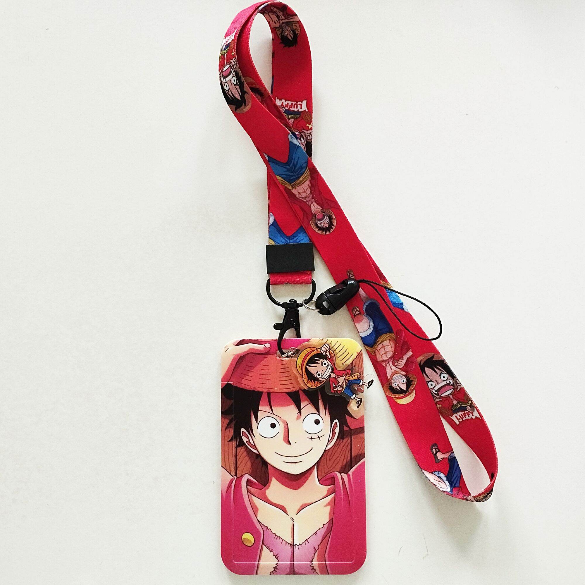 Luffy One Piece ID Card Holder Lanyard Name Tag Gantungan Kalung Wadah ...