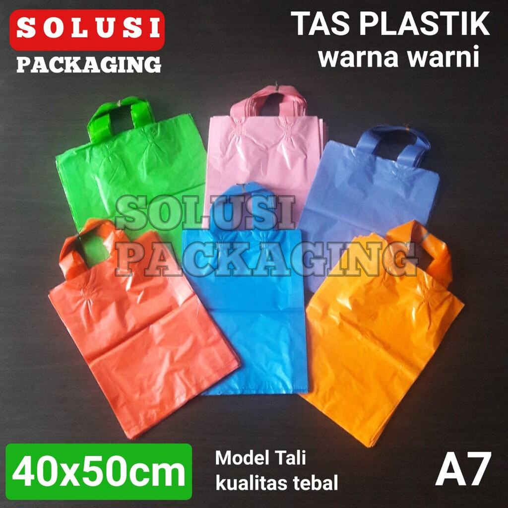 6 pack TAS PLASTIK WARNA 40X50 CM TALI TAS MALL KANTONG PLASTIK BAG TAS ...