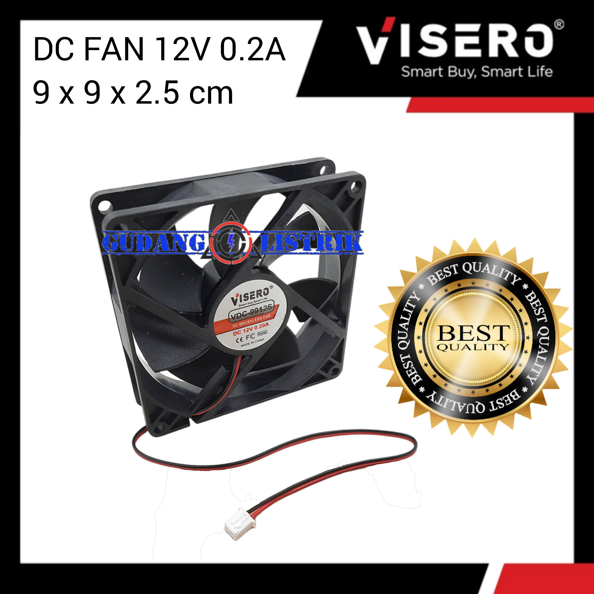 Kipas Angin DC 12V 9cm 0.2A VISERO Cooling Cooler Fan VDC-9912S | Lazada Indonesia