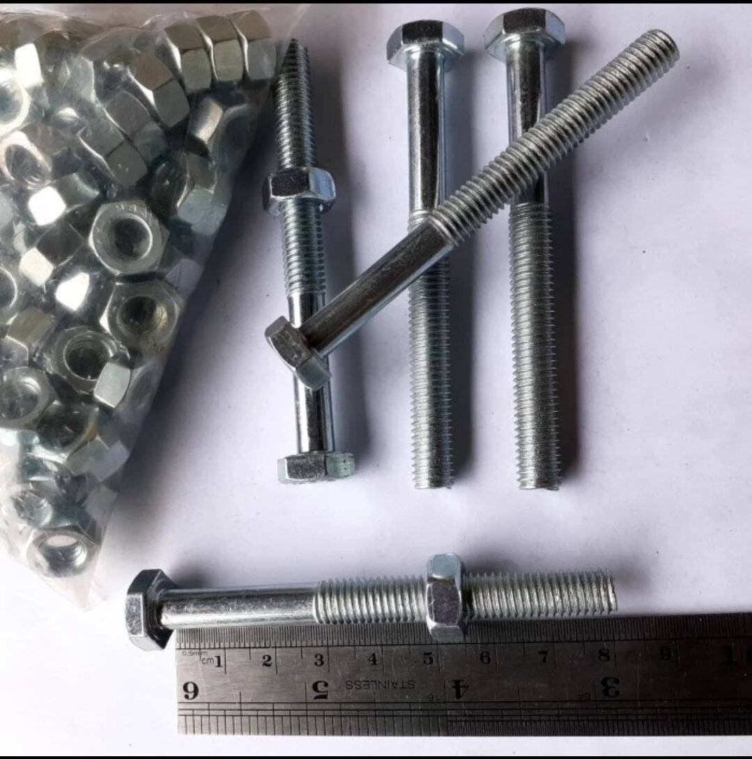 BAUT MUR M8 X 80 PANJANG 8CM ( 150pcs ) Bahan GALVANIS / BAUT MUR PUTIH ...