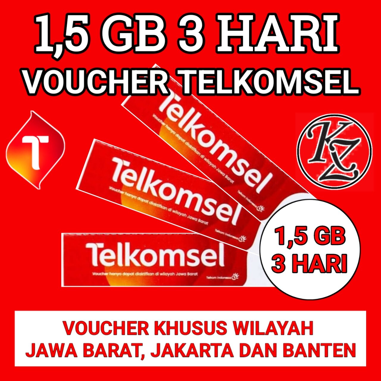 Voucher Telkomsel 10 PCS 1,5 GB 3 Hari | Lazada Indonesia