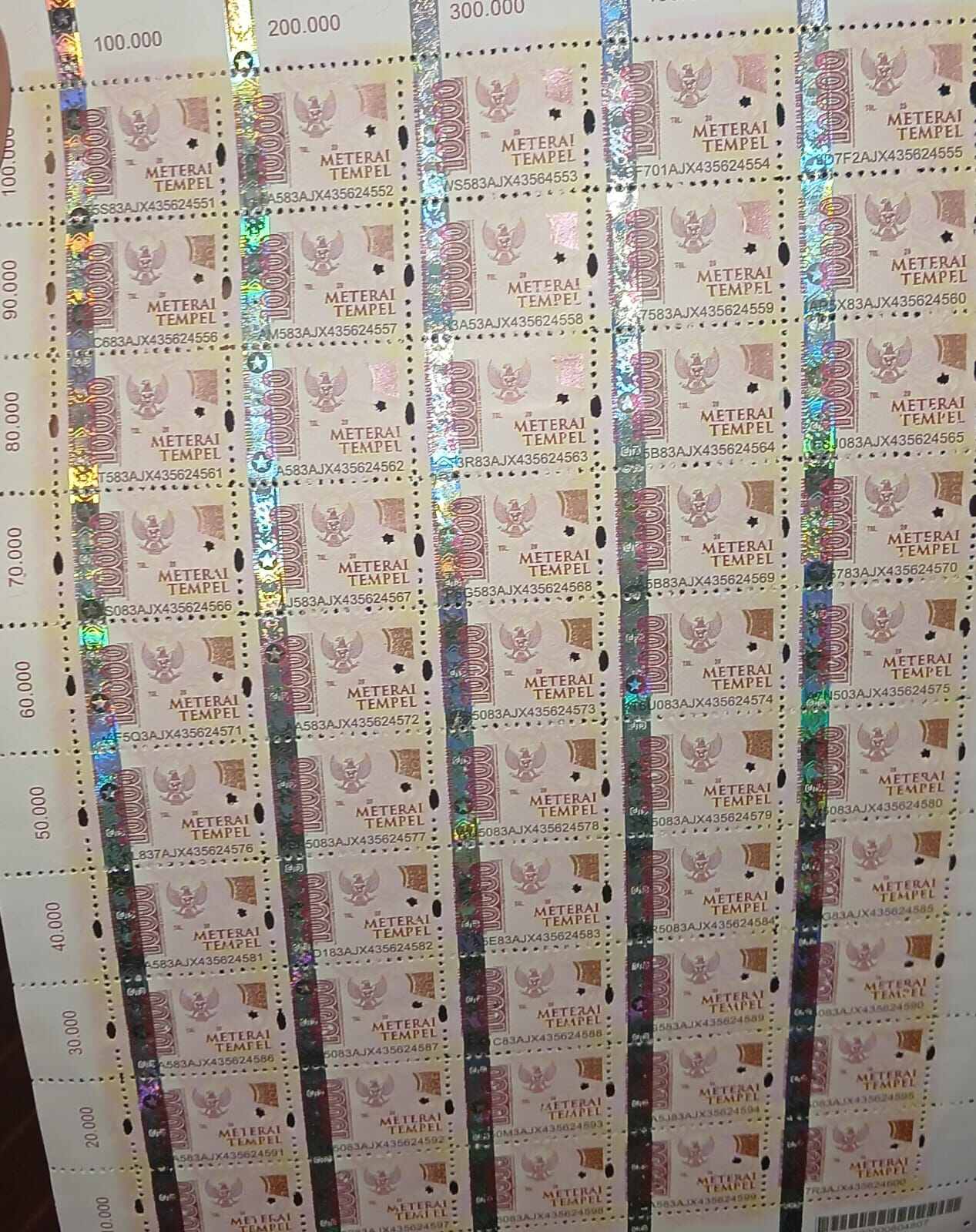Materai 10000 10rb Tempel Tembus Sinar UV Asli Ori Pos (50 PCS) | Lazada Indonesia