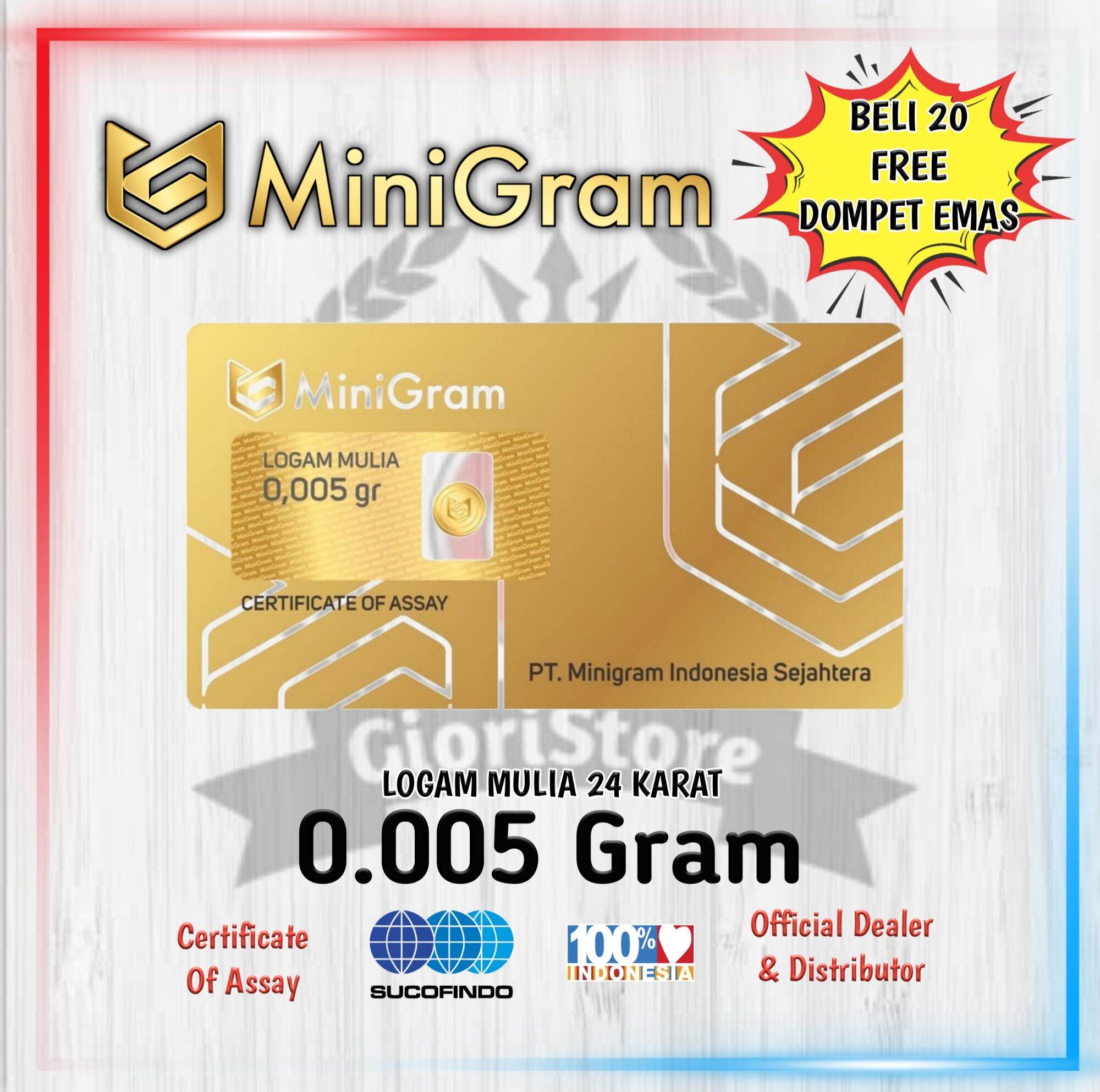MiniGram 0.005 Logam Mulia Emas 24 Karat Bersertifikat | Lazada Indonesia