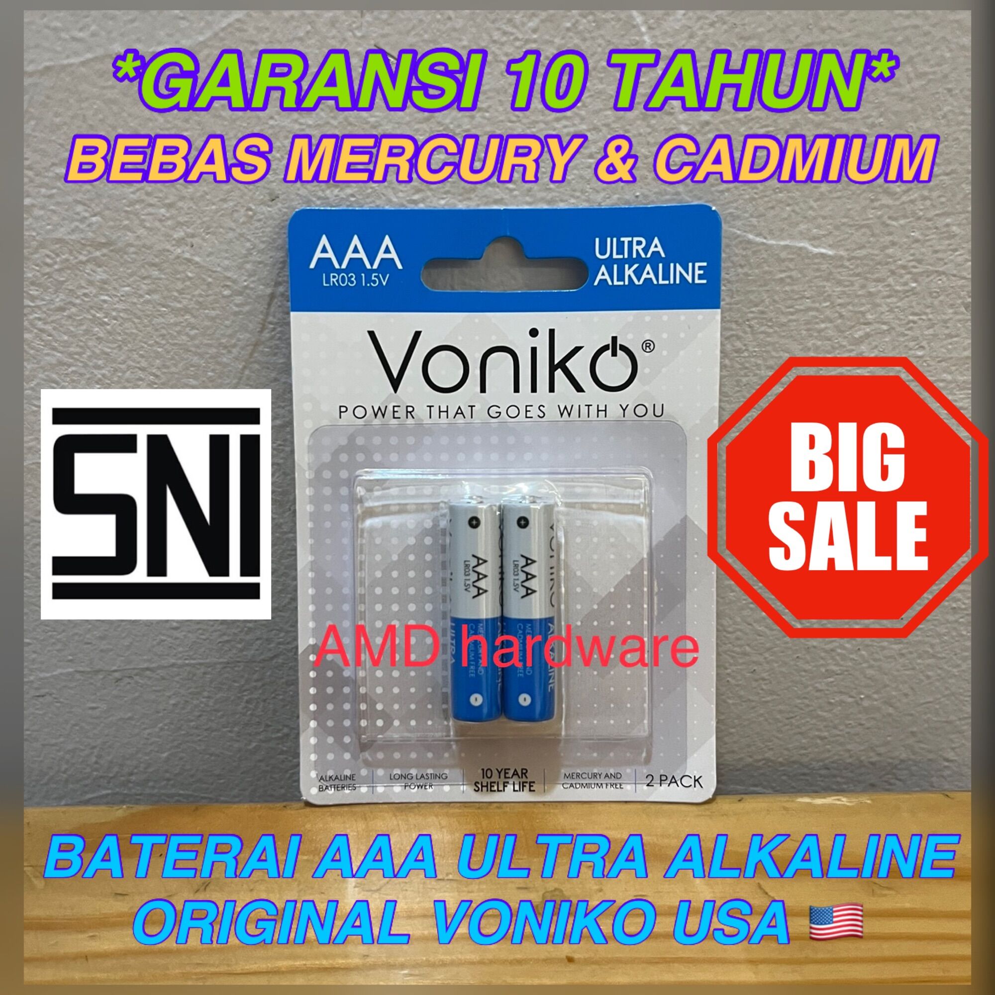 BATERAI AAA KECIL ISI 2/6 PCS ORIGINAL VONIKO USA ULTRA ALKALINE ...