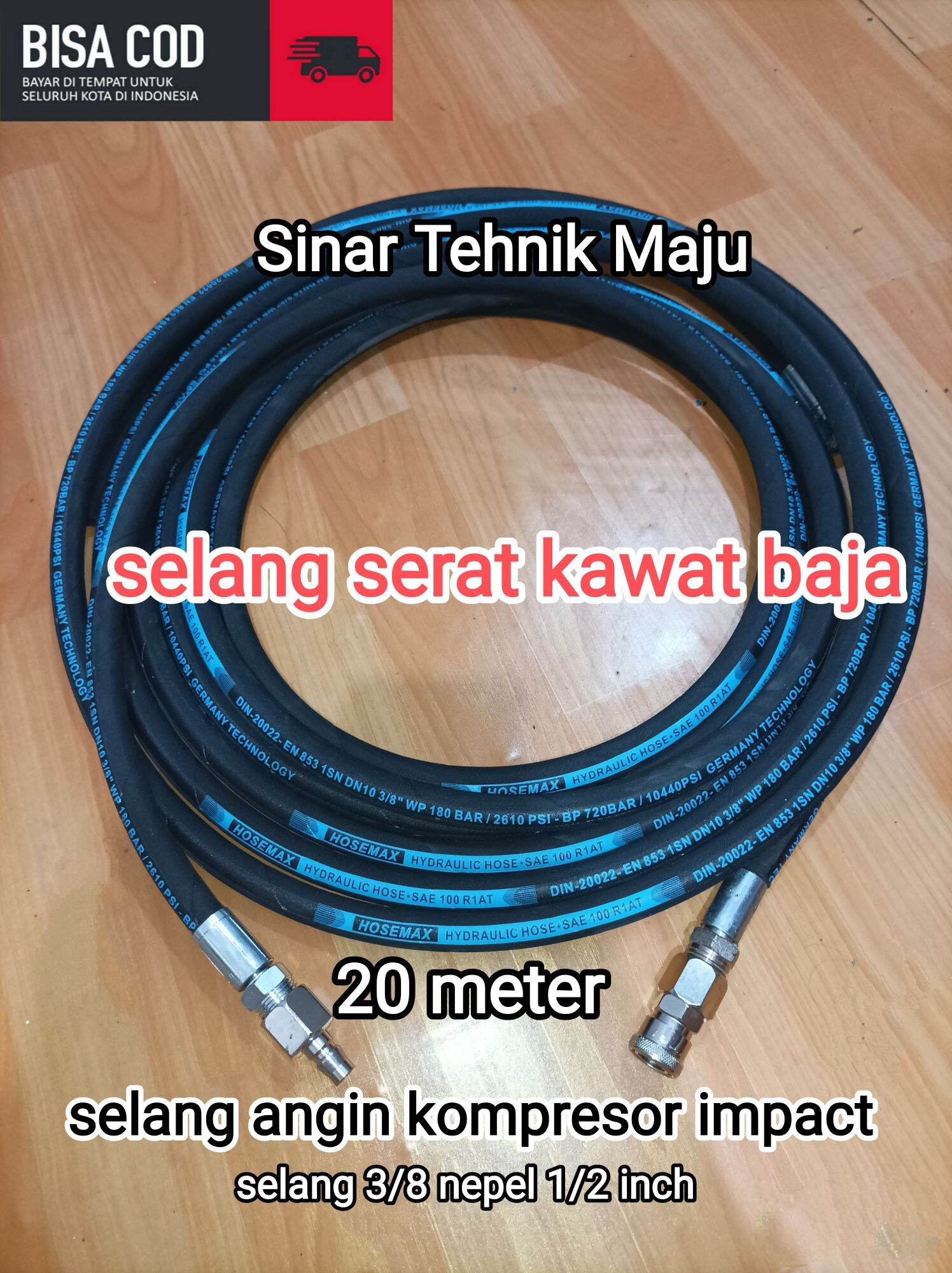 selang angin kompresor impact selang 3/8 panjang 20 meter selang serat ...