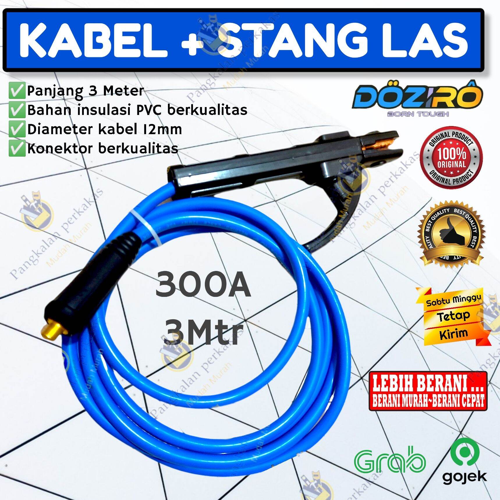kabel las set 3m 12mm 300a + stang las | Lazada Indonesia