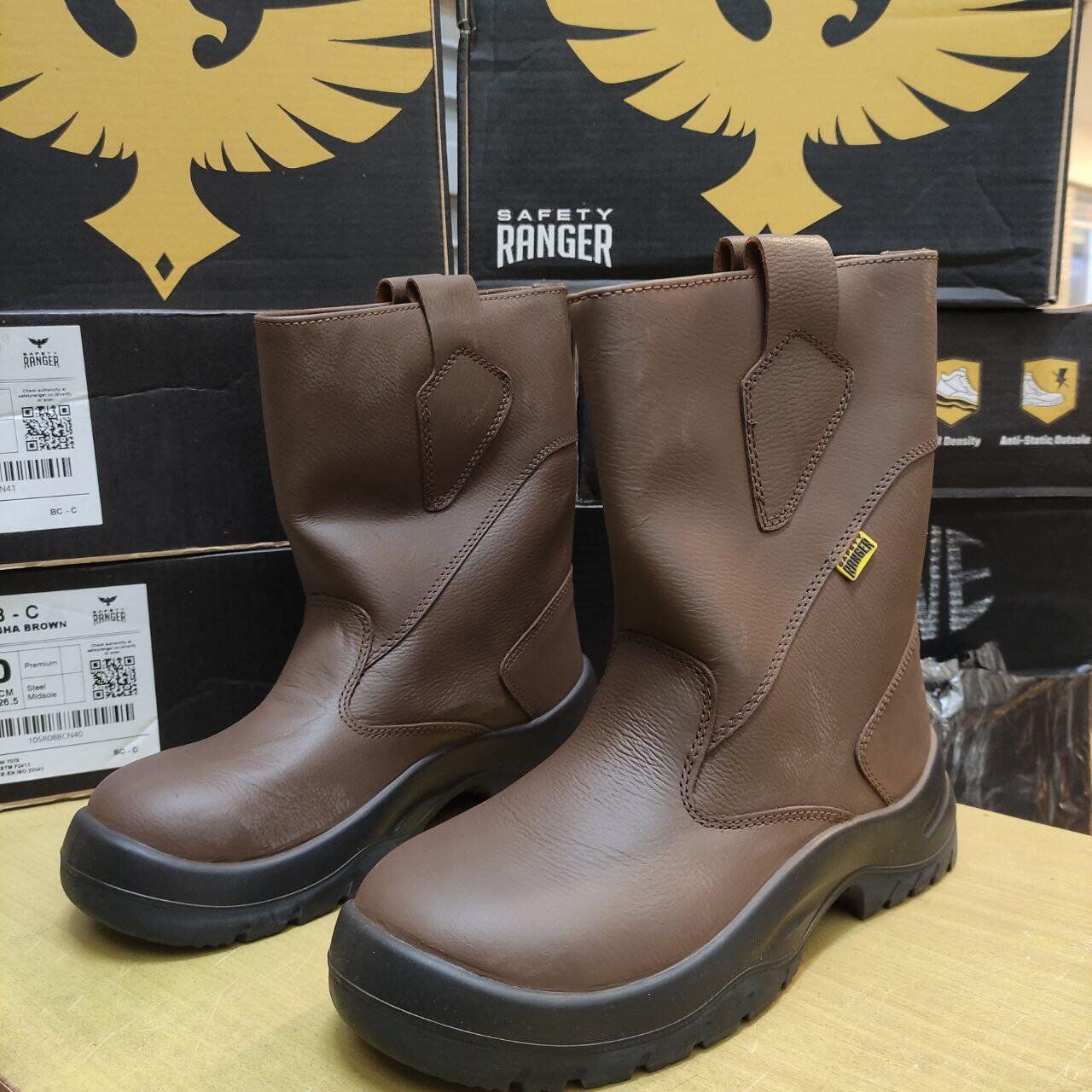 sepatu safety rangers rakshasa boot cokelat ujung besi/safety shoes ...