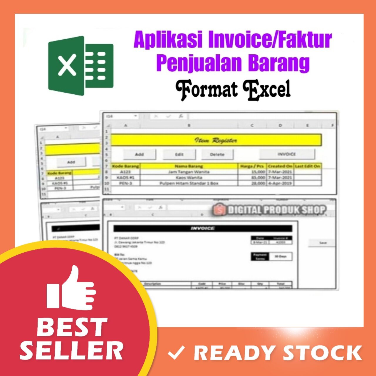 Aplikasi Invoice/Faktur Penjualan Otomatis Excel | Lazada Indonesia