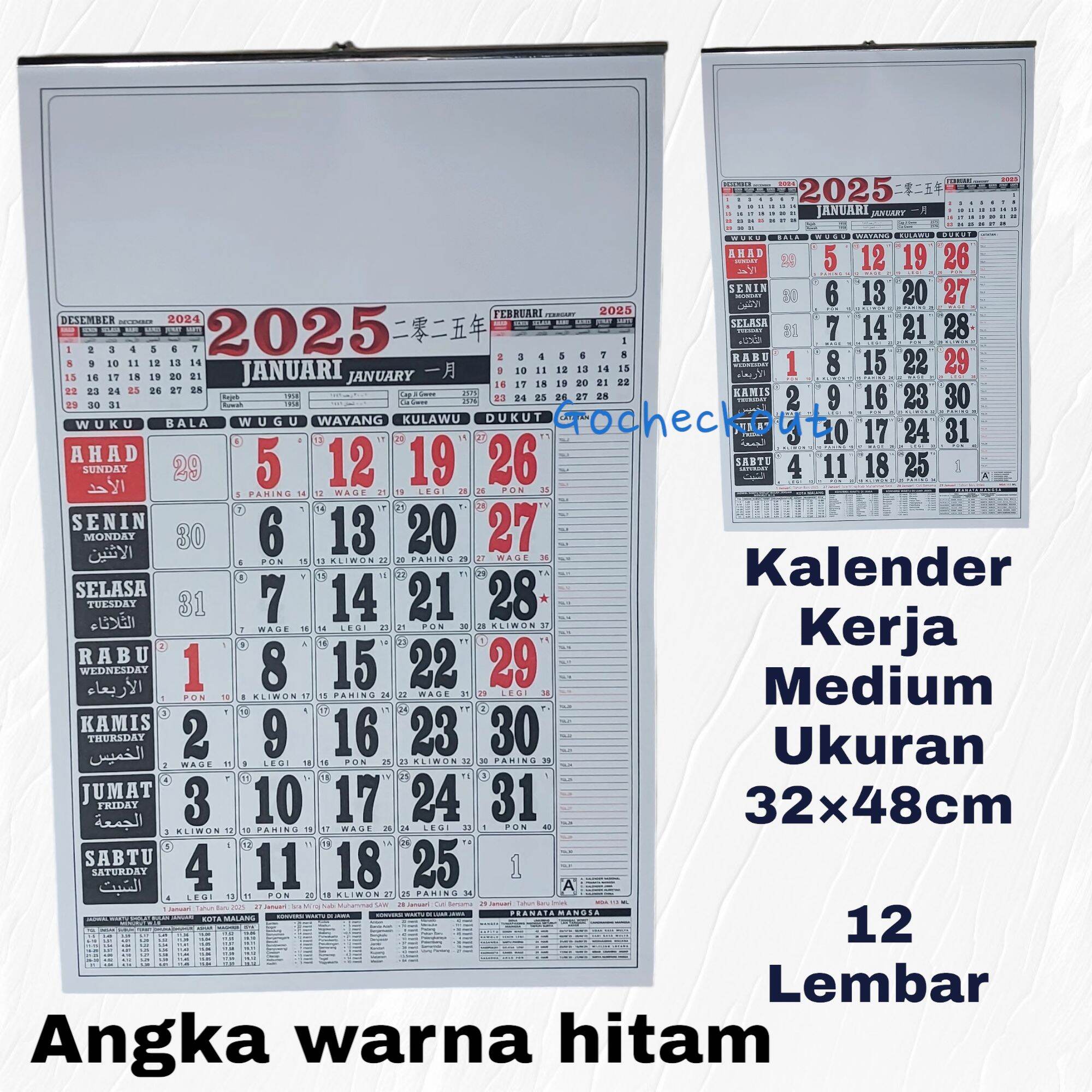 Kalender dinding 2025 kalender Angka kalender kerja ukuran 32×48cm ...