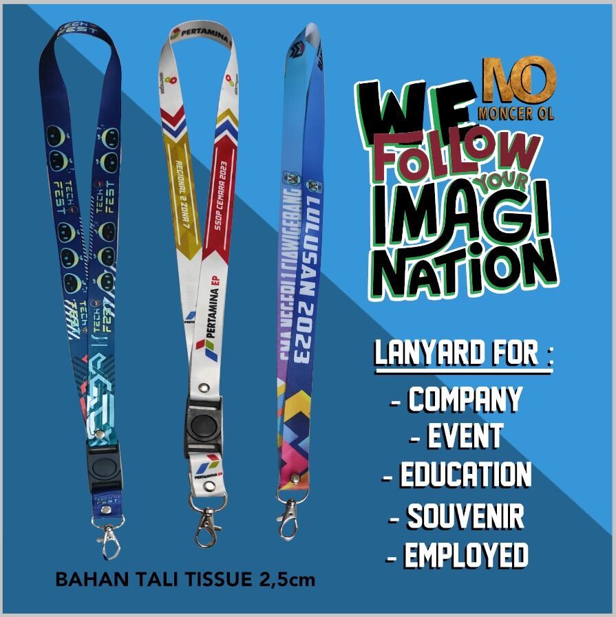 Lanyard Tali ID Card , Custom , Tali Tissue 2,5cm | Lazada Indonesia