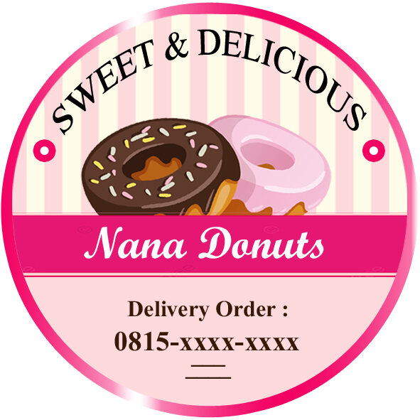 Jasa Stiker Desain dan Cetak Label Produk Khusus Produk Donut Perlembar ...