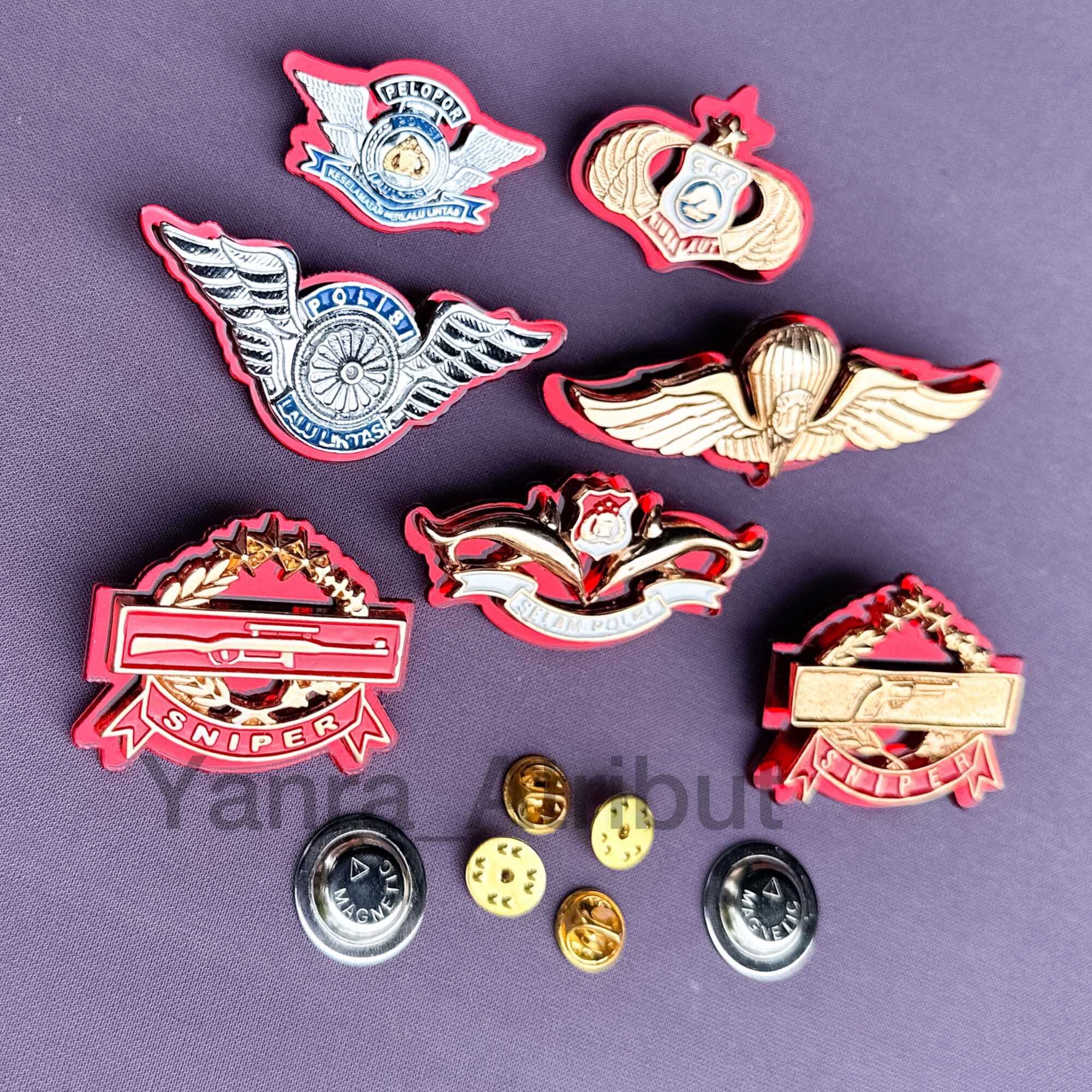 Pin /Brevet Wing Pelopor Lantas / Penerjun / Sar Rimba Laut / Selam ...