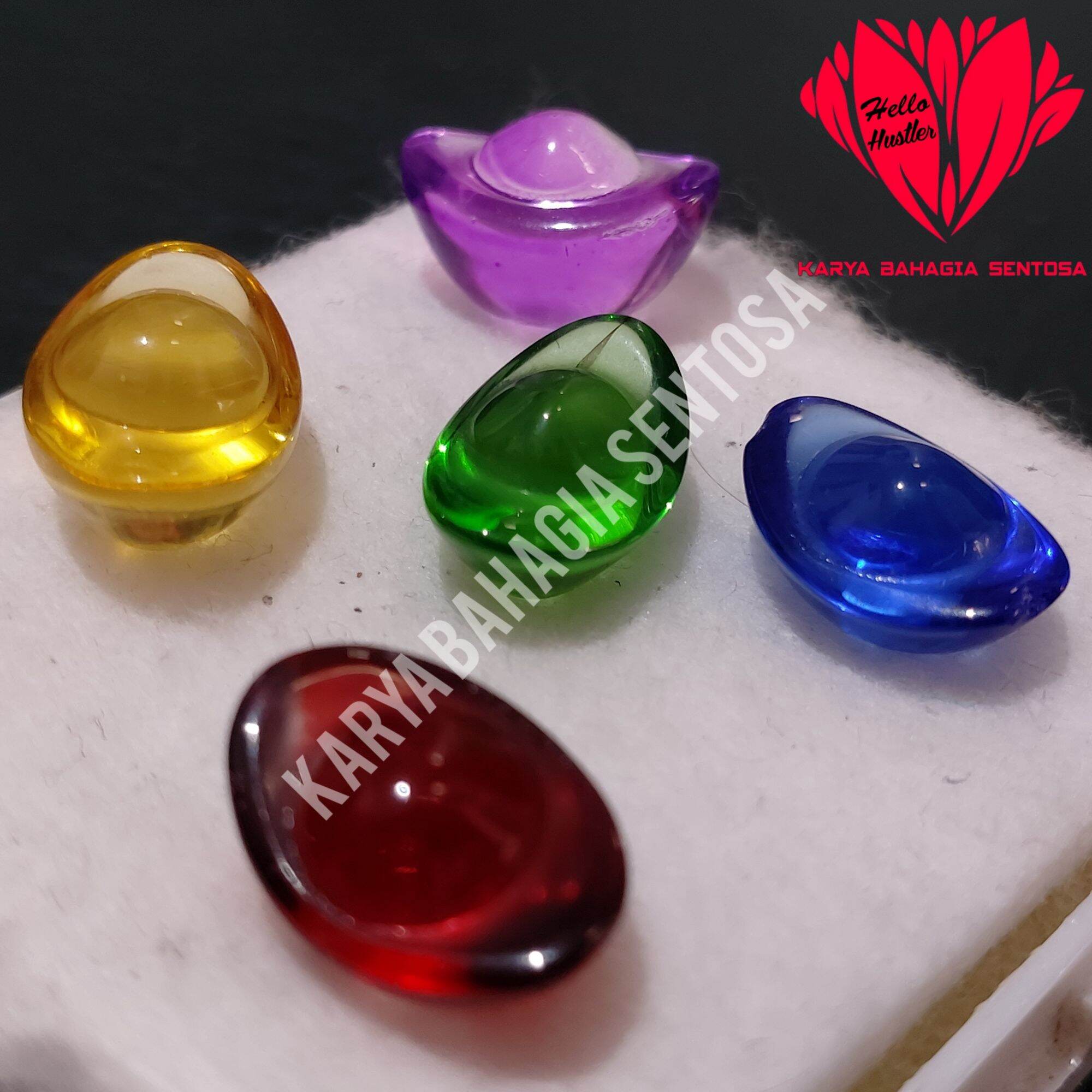Set Lima Batu MD Delima Bentuk Tael Ukuran Kecil Bahan Kaca Obsidian ...
