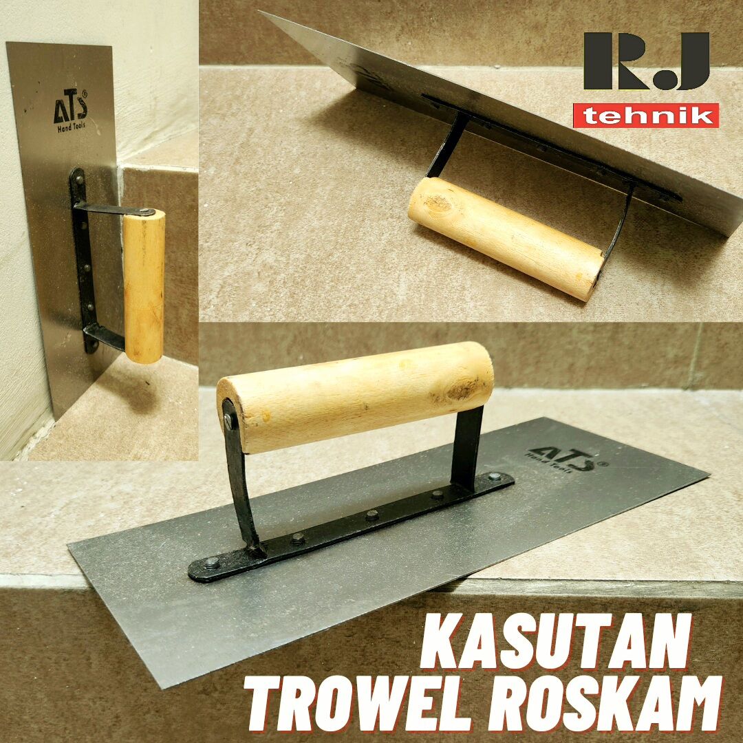 Roskam Kasutan Papak Trowel Segi Gagang Kayu Penghalus Acian Tembok ...